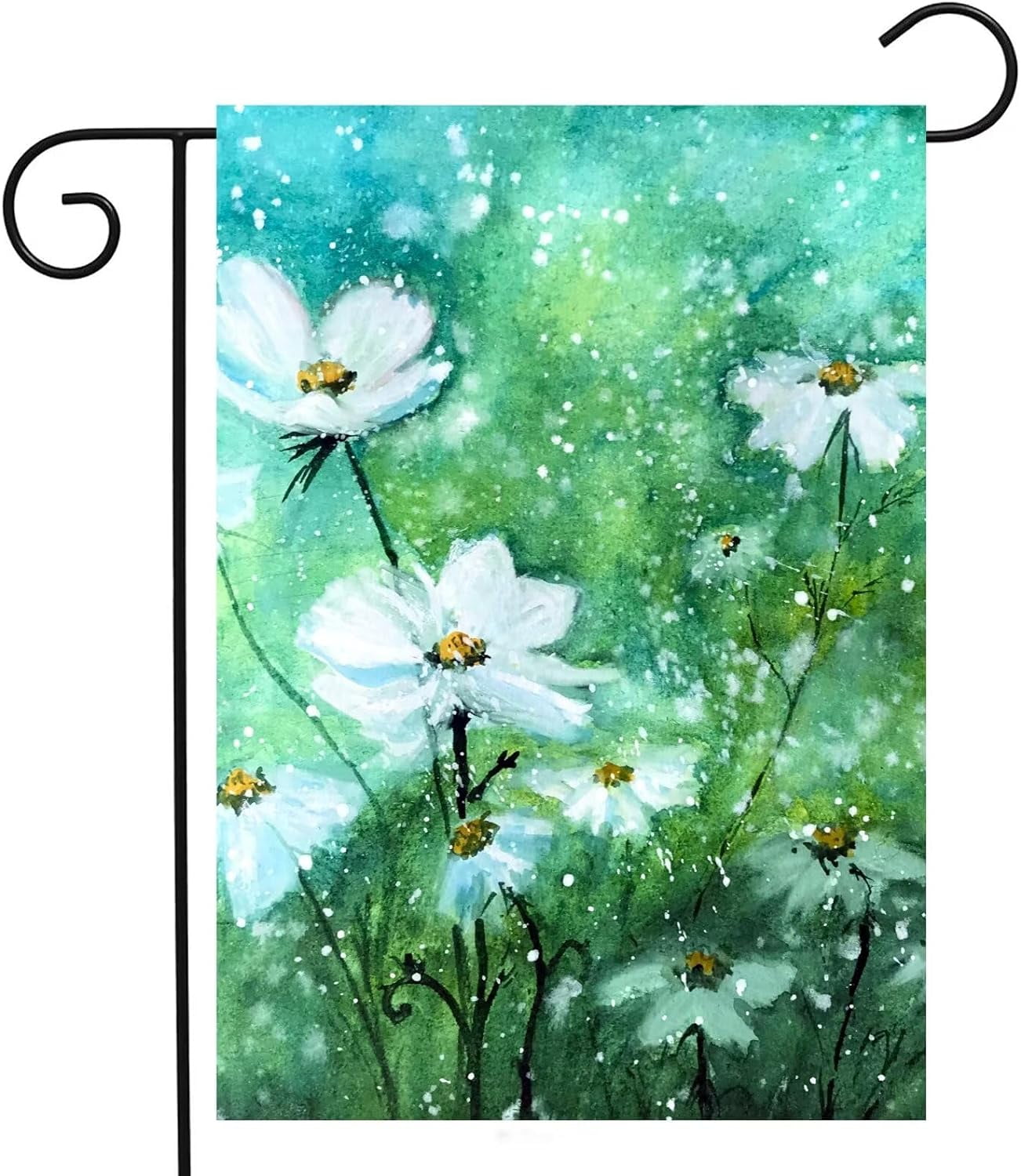Watercolor Abstract White Flowers Daisy Field Spring Summer Seasonal ...