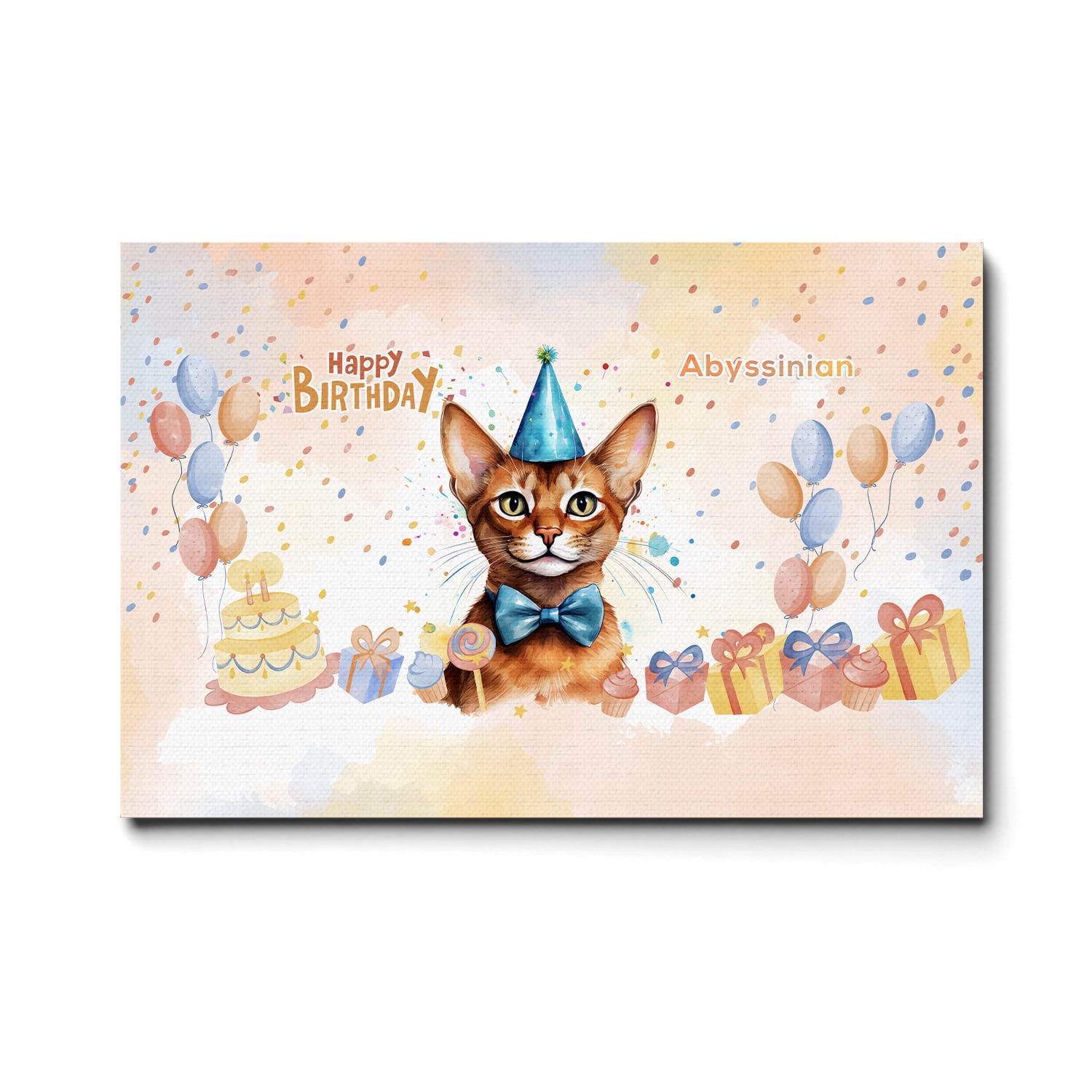Watercolor Abyssinian Happy Birthday Celebration Balloons Gift Party ...