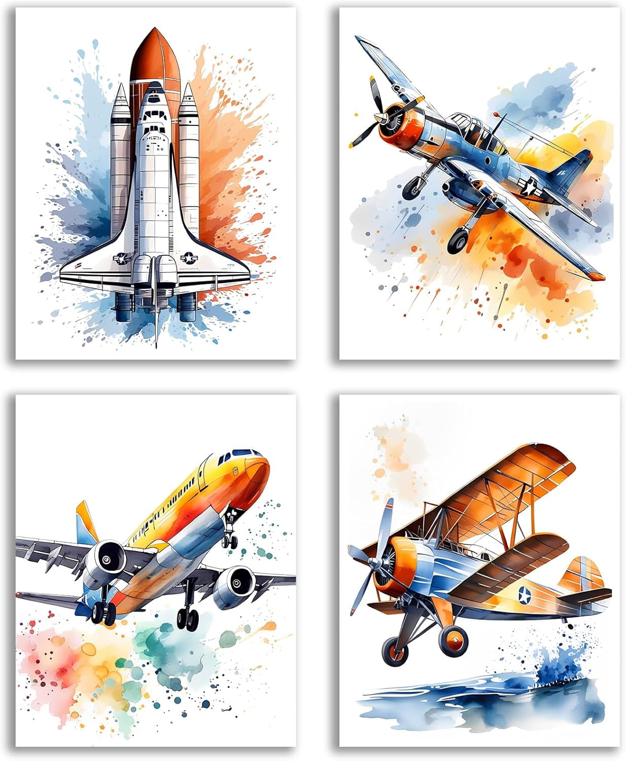 Watercolor Airplane Wall Art Print,Interesting watercolor Cartoon ...
