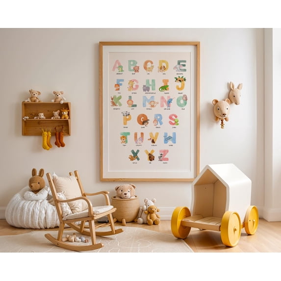 Watercolor Animal Alphabet Poster – Educational Nursery Wall Art ...