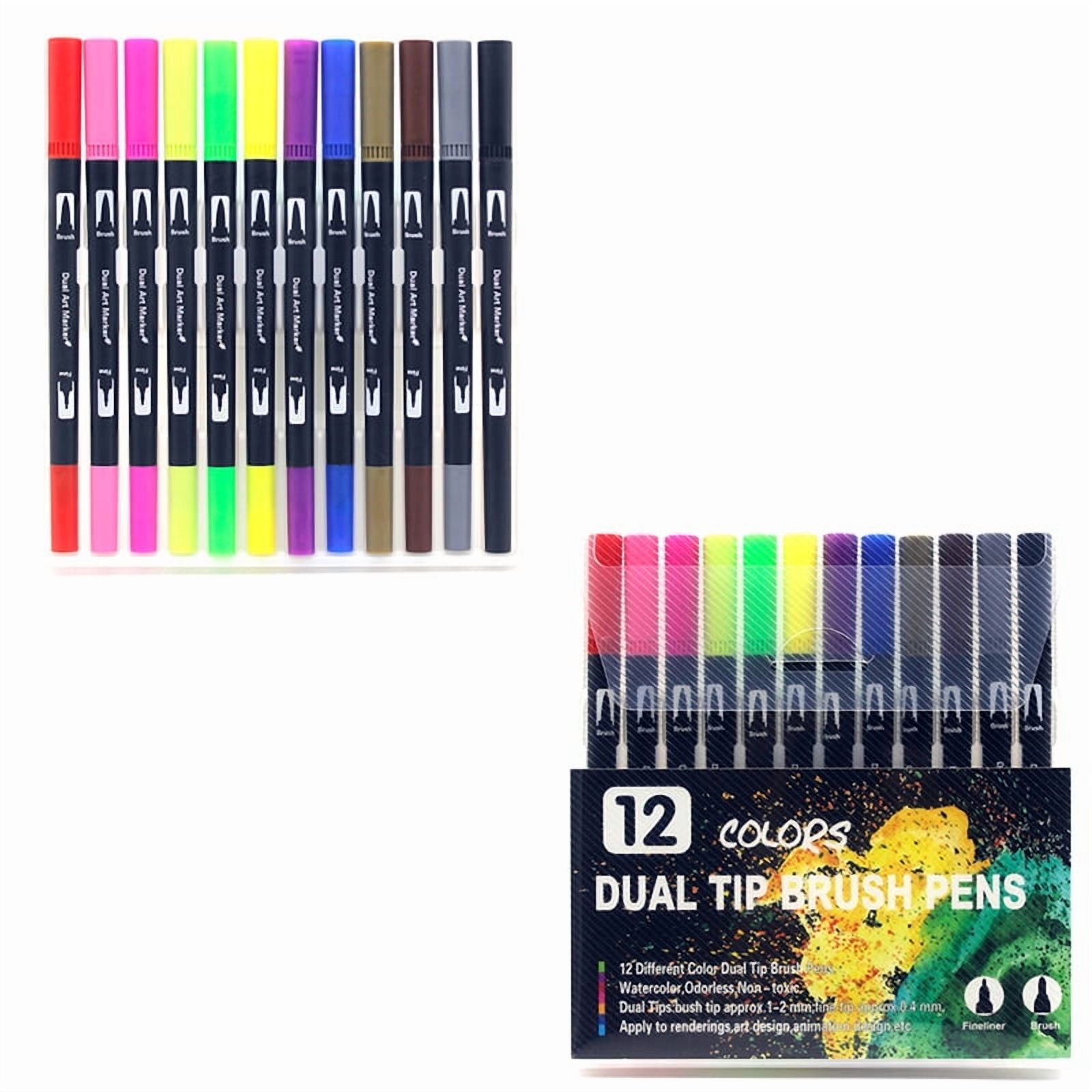 Watercolor Art Markers Brush Pen Dual Tip Fineliner Drawing for ...