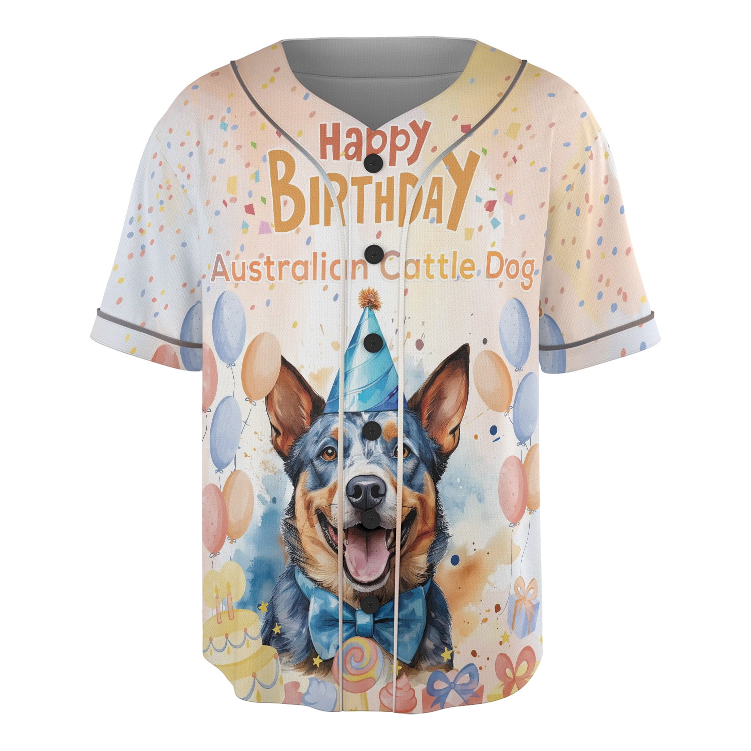 Watercolor Australian Cattle Dog Happy Birthday Celebration Balloons ...