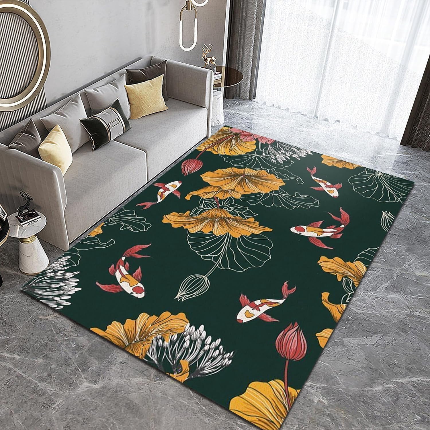 Watercolor Autumn Leaves Area Rug, Color Withered Maple Leaf Non Slip ...
