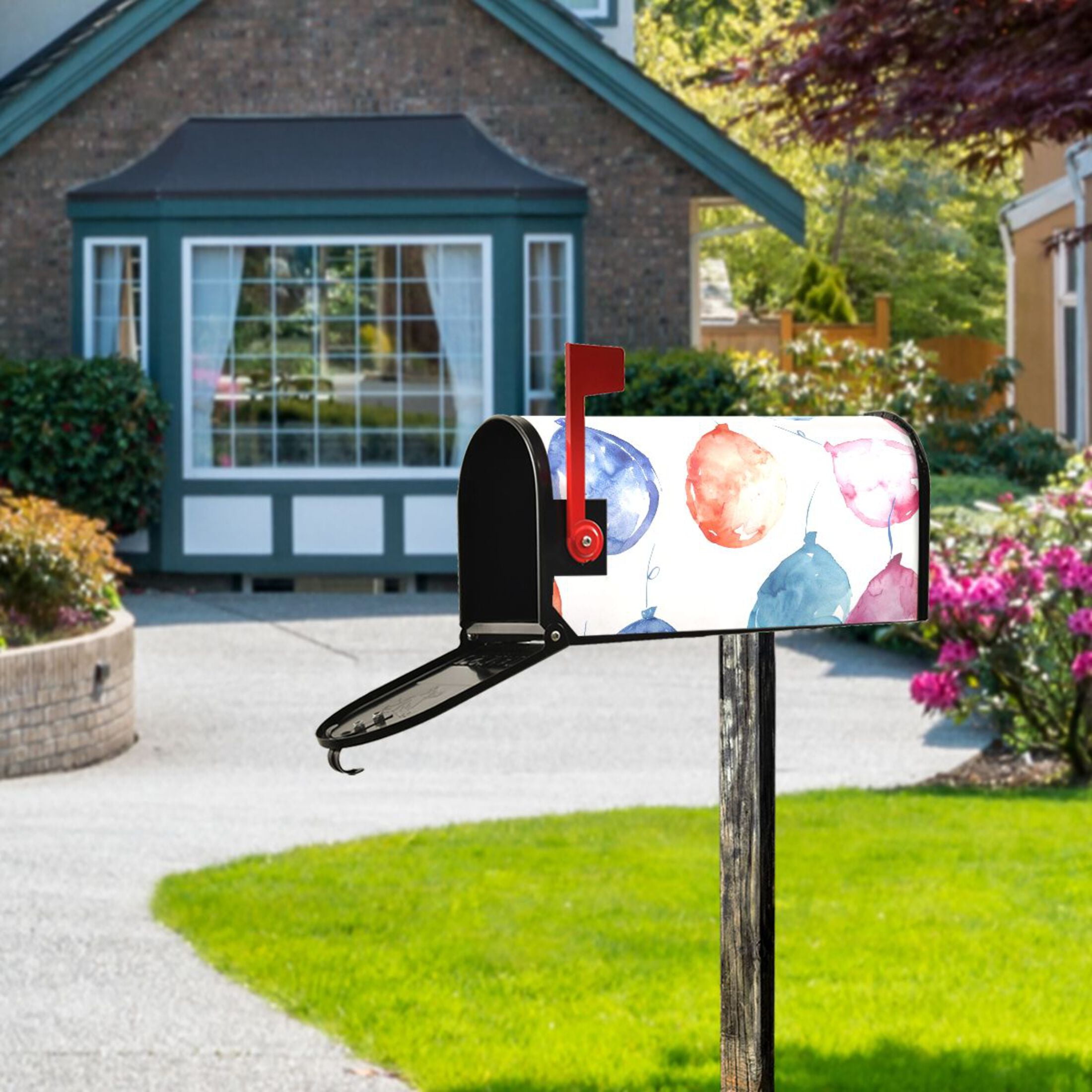 Watercolor Balloons Mailbox Cover Magnetic Standard Size Post Box Cover ...