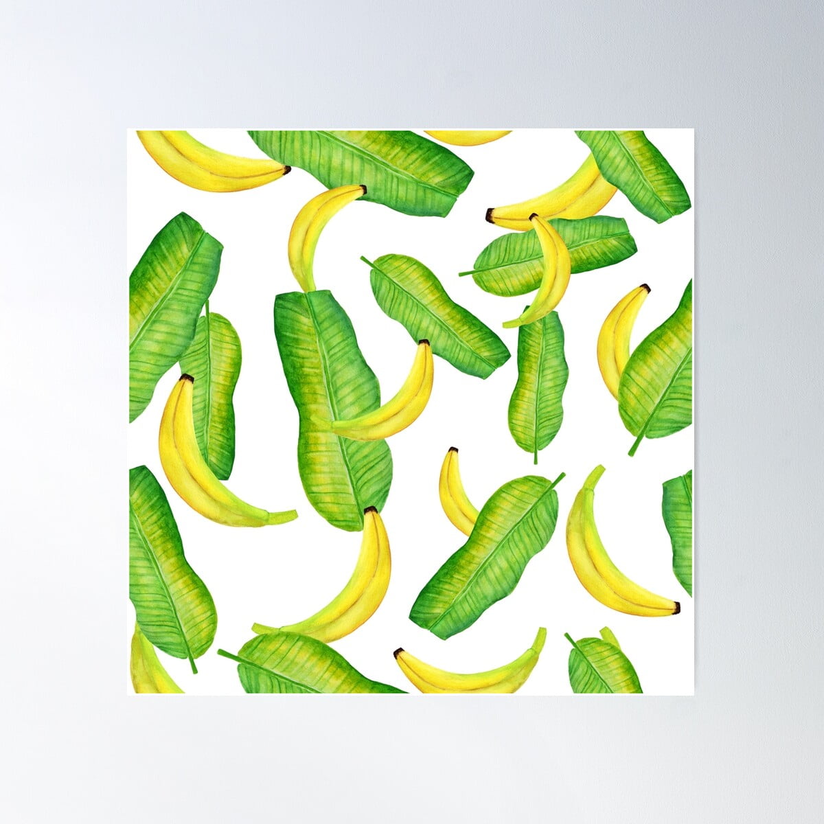 Watercolor Banana Pattern Poster Wall Art, Modern Wall Decor For Living ...