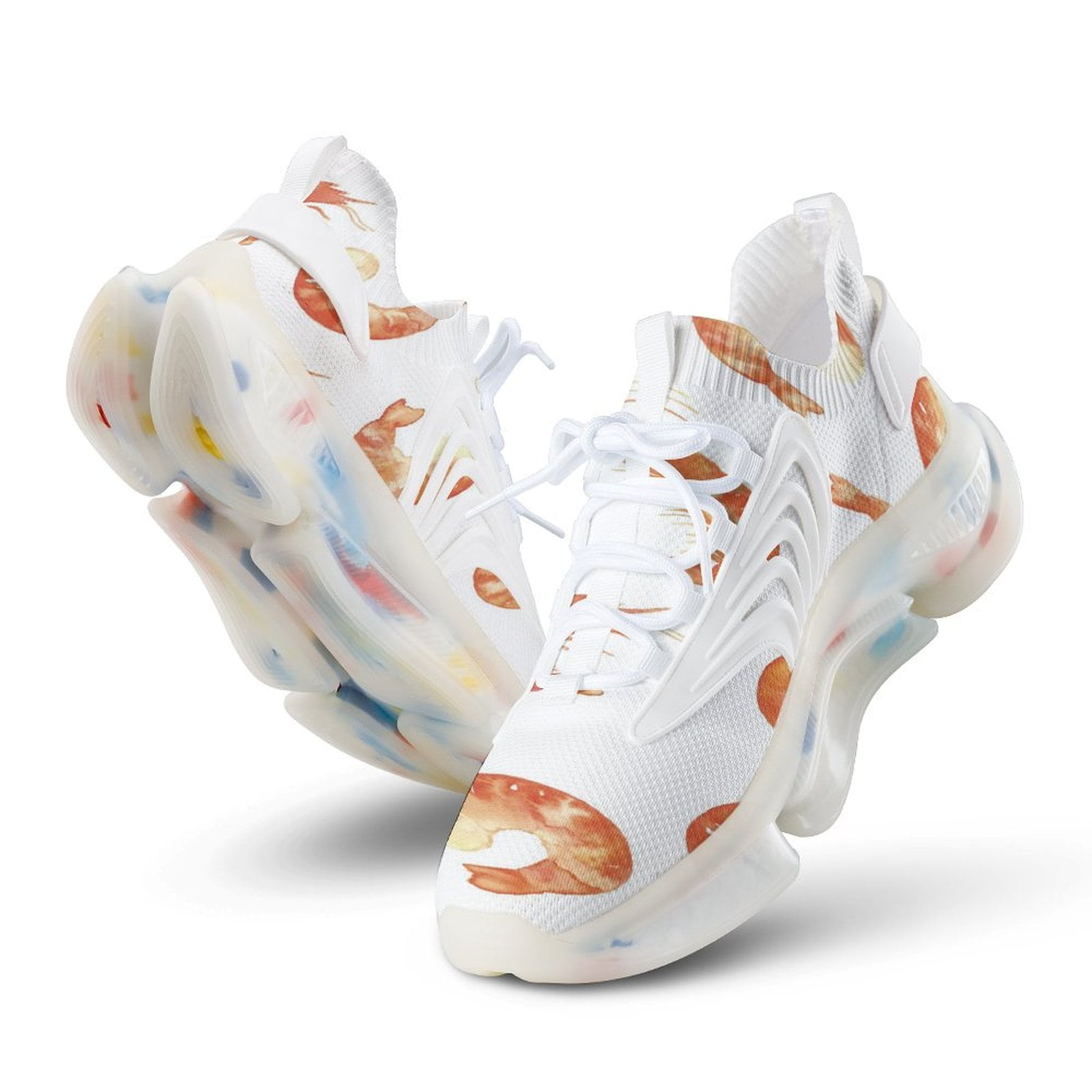 Watercolor Base Shrimp Pattern Walking Shoes for Men Woman Lightweight ...