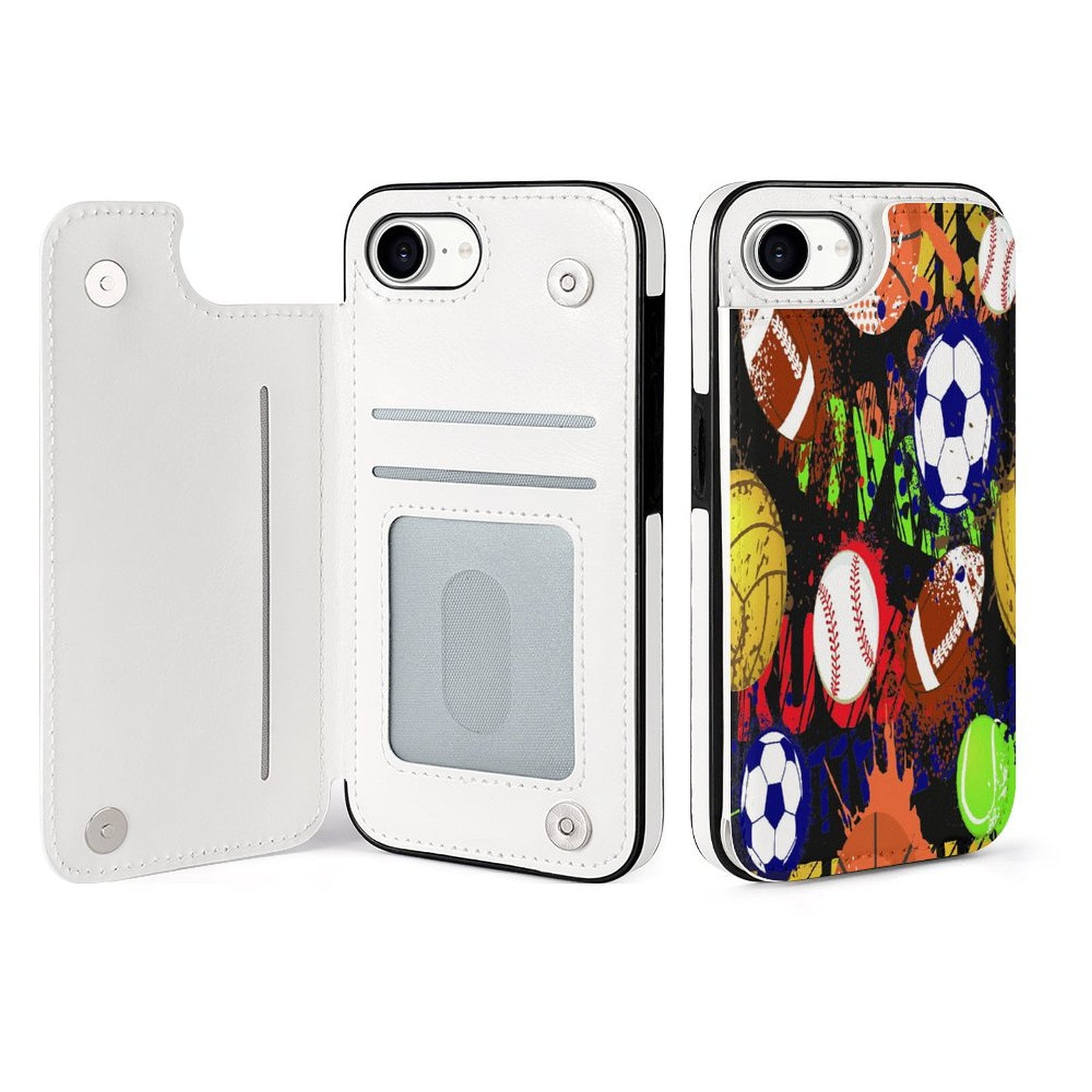 Watercolor Basketball Football Baseball Hockey Creative Leather Wallet ...