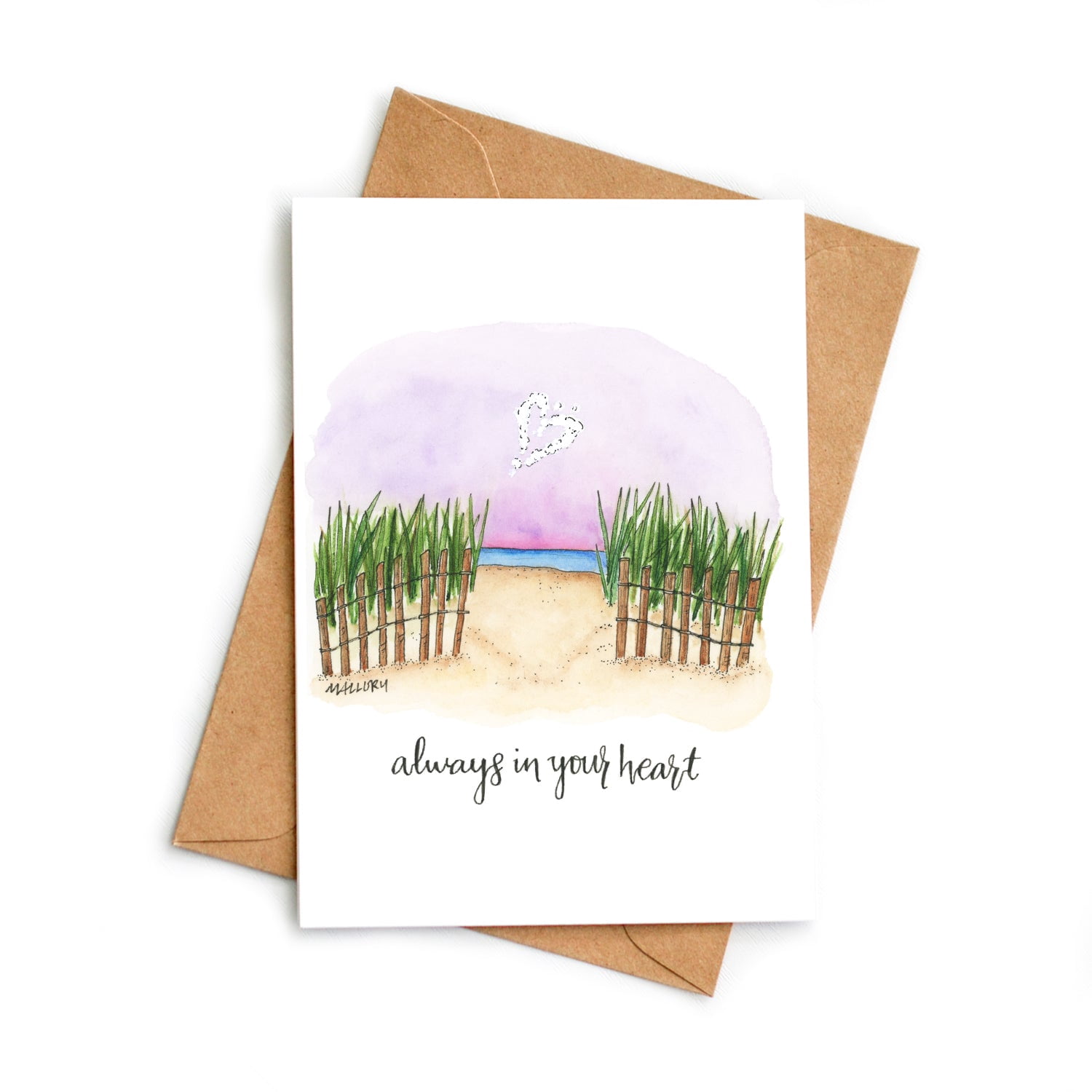 Watercolor Beach Greeting Card – "Always in Your Heart" – Perfect for ...