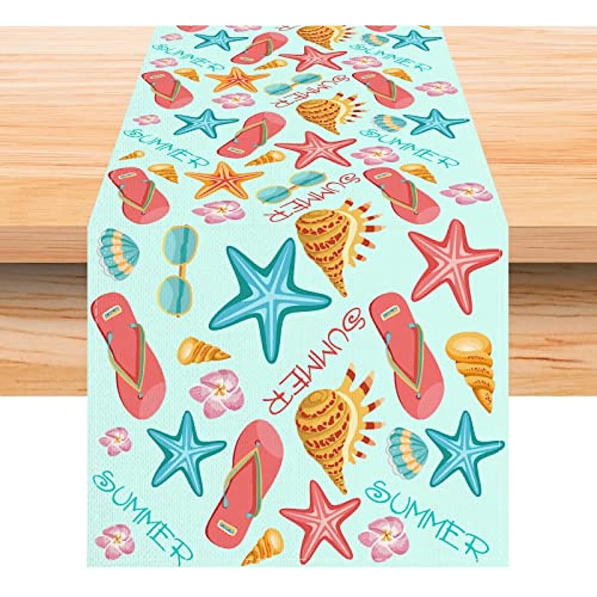 Watercolor Beach Star Linen Table Runners Kitchen Table r Summer l ...