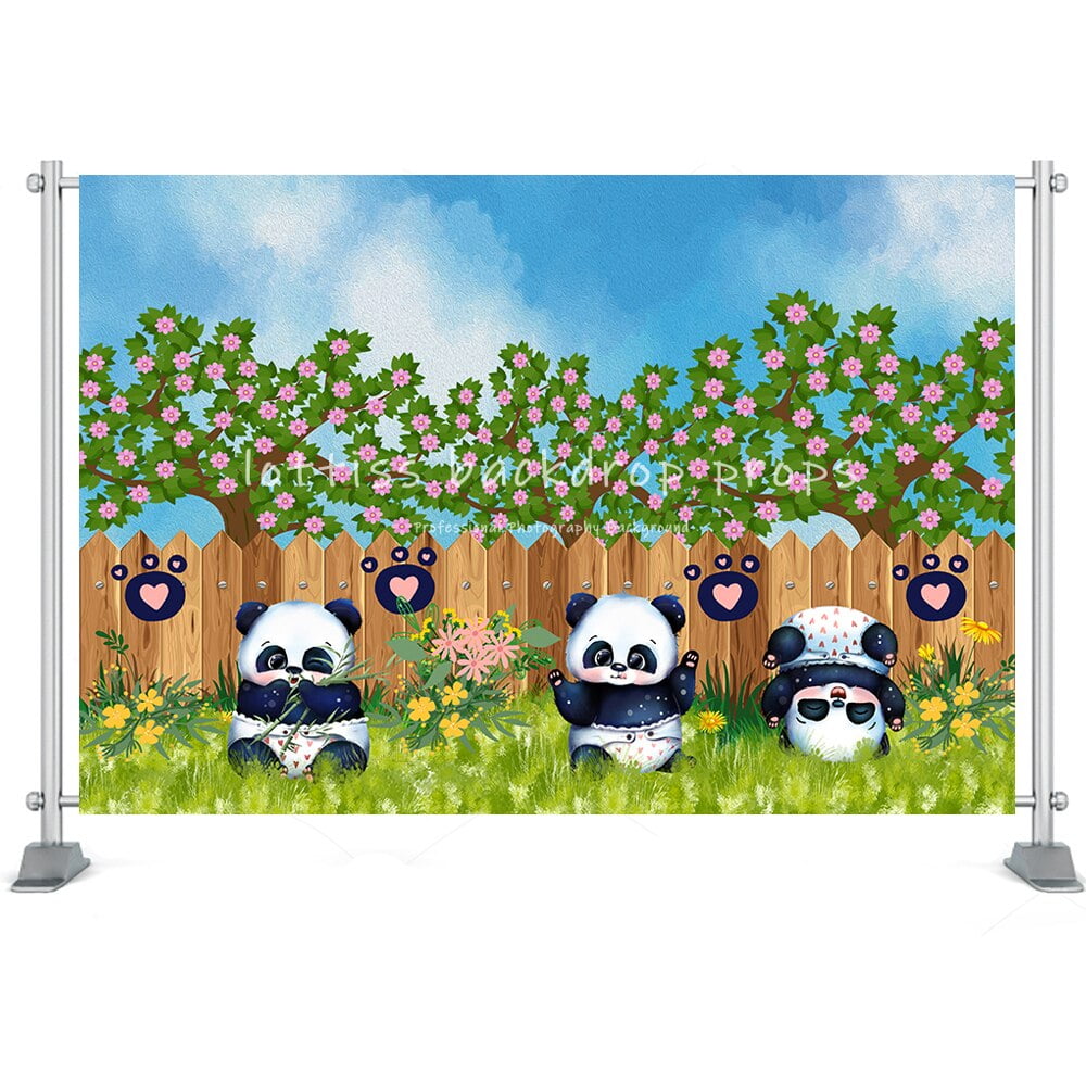Watercolor Bears Photography Background Newborn Kids Photocall Pandas ...