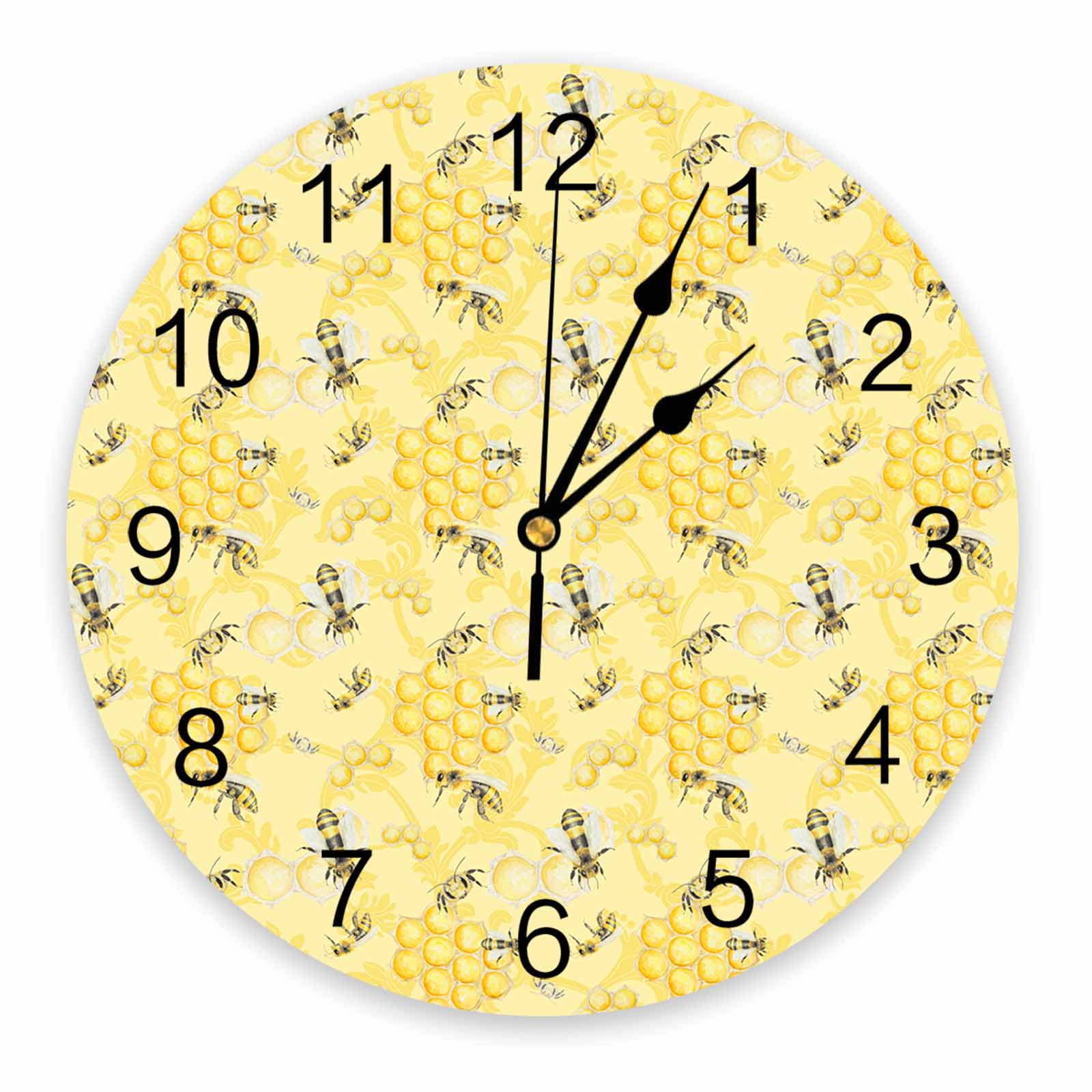 Watercolor Bee Hive Yellow PVC Wall Clock Bedroom ration Wall Clock ...