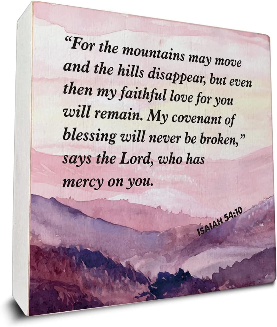 Watercolor Bible Verse Isaiah 54:10 Wooden Box Sign Desk Decor ...