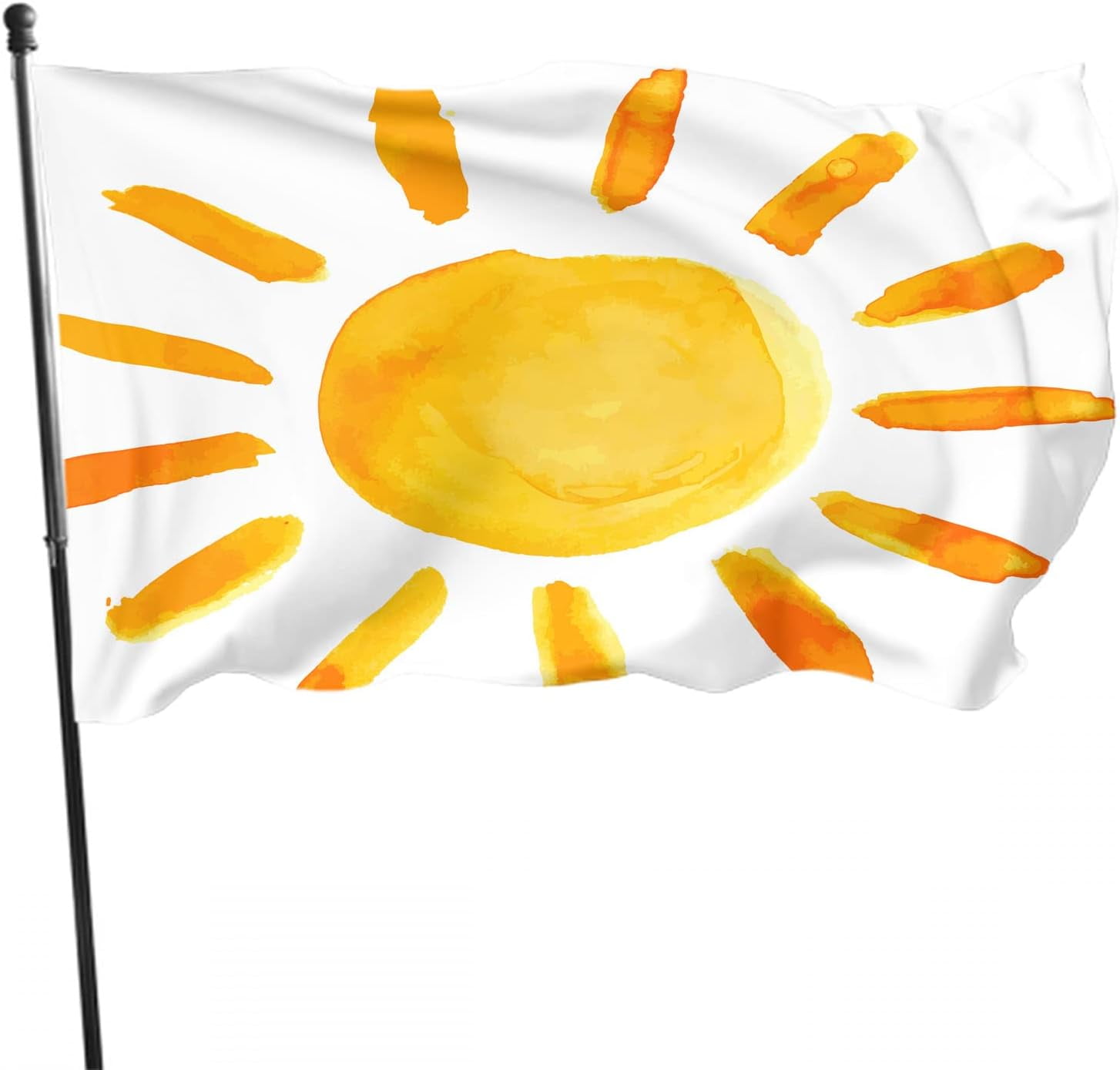 Watercolor Big Sun Flag Double Sided Large Banner Sunny Day Bright ...