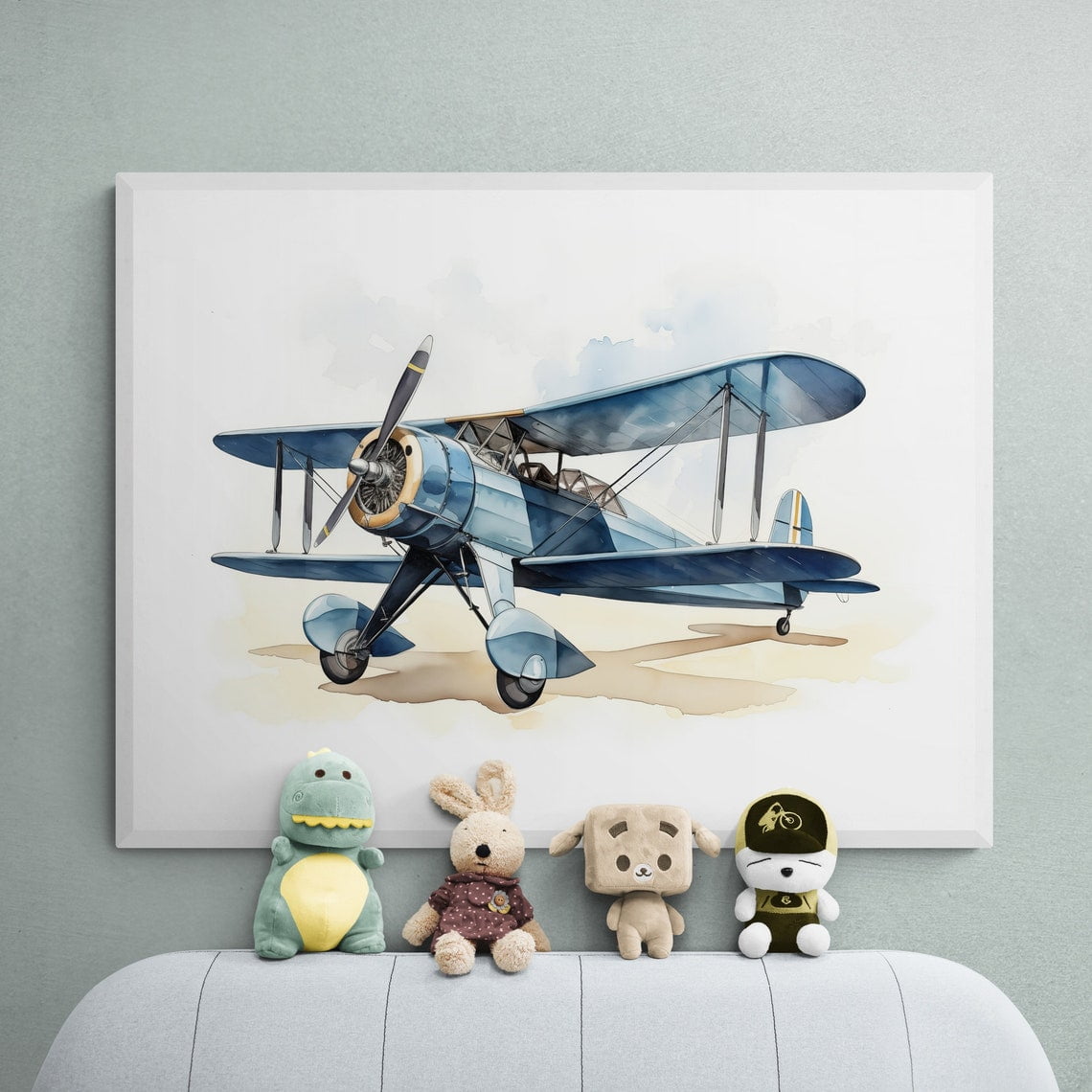 Watercolor Biplane Print, Aircraft, Plane Wall Art Retro, Aviation ...