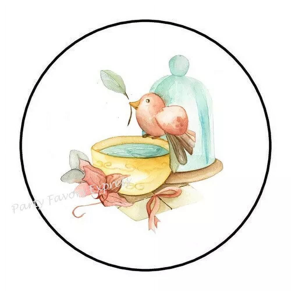 Watercolor Bird Bath Sticker Party Favors Sticker Envelope Seals Labels ...