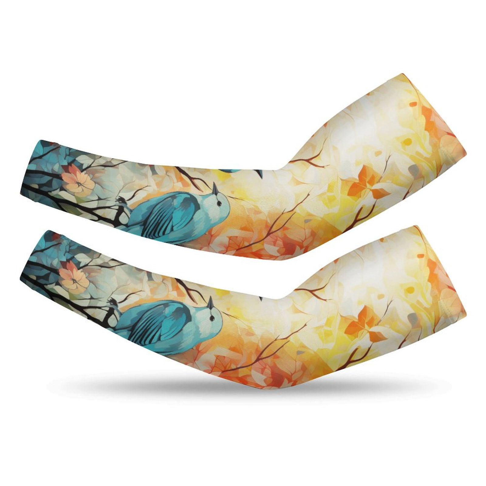Watercolor Bird Cooling Arm Sleeves For Men & Women Sunscreen Arm Cover ...