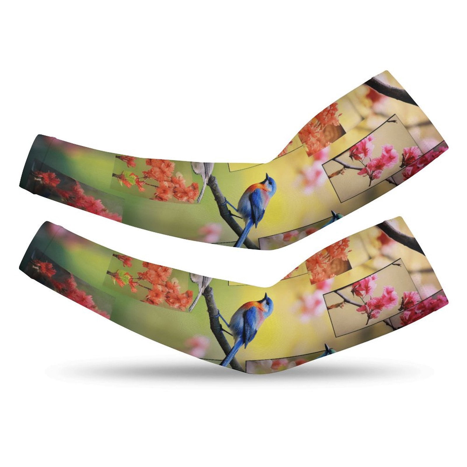 Watercolor Bird Cooling Arm Sleeves For Men & Women Sunscreen Arm Cover ...