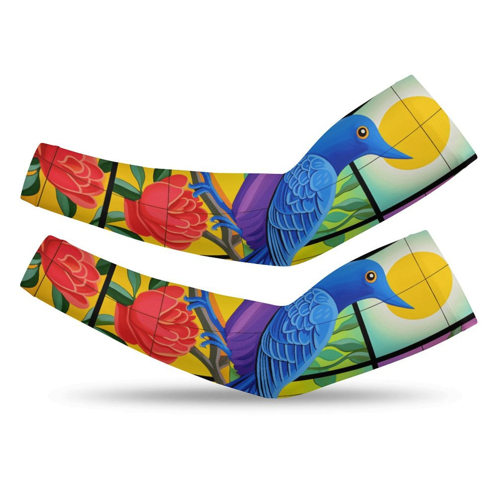 Watercolor Bird Cooling Arm Sleeves For Men & Women Sunscreen Arm Cover ...
