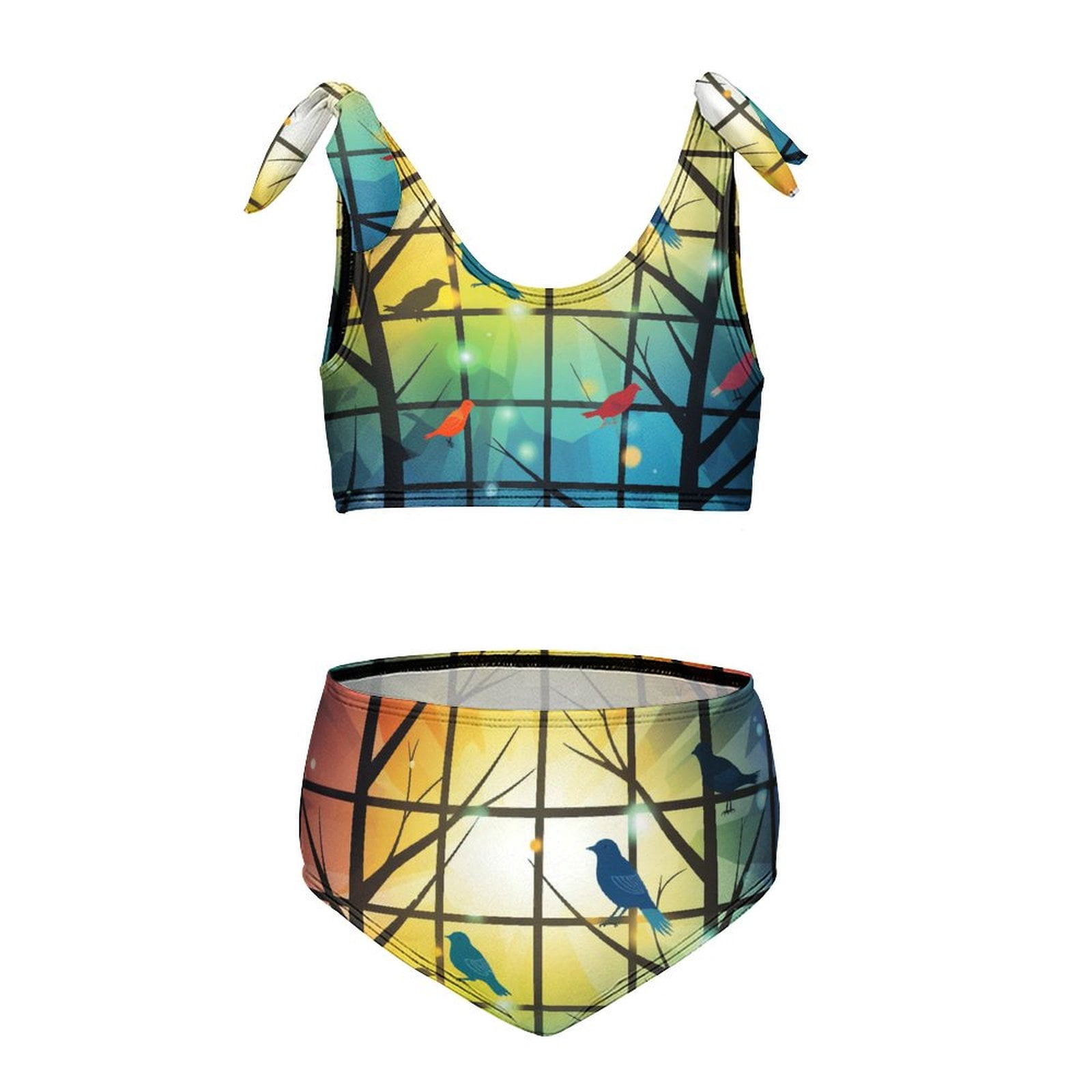 Watercolor Bird Girls' 2-Piece Tankini Swimsuit - Walmart.com