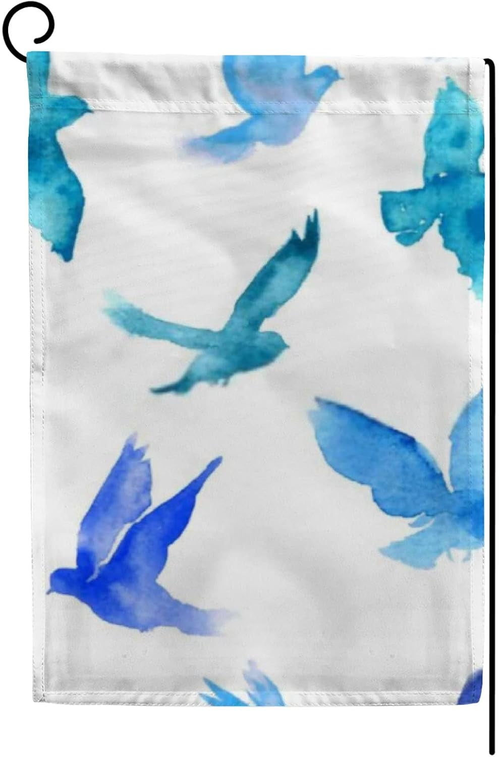 Watercolor Birds Blue Garden Flag Vertical Double Sided Yard Flag ...