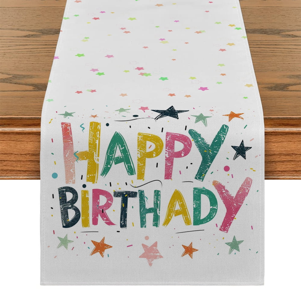 Watercolor Birthday Party Stars Table Runners Dresser Table r Reusable ...