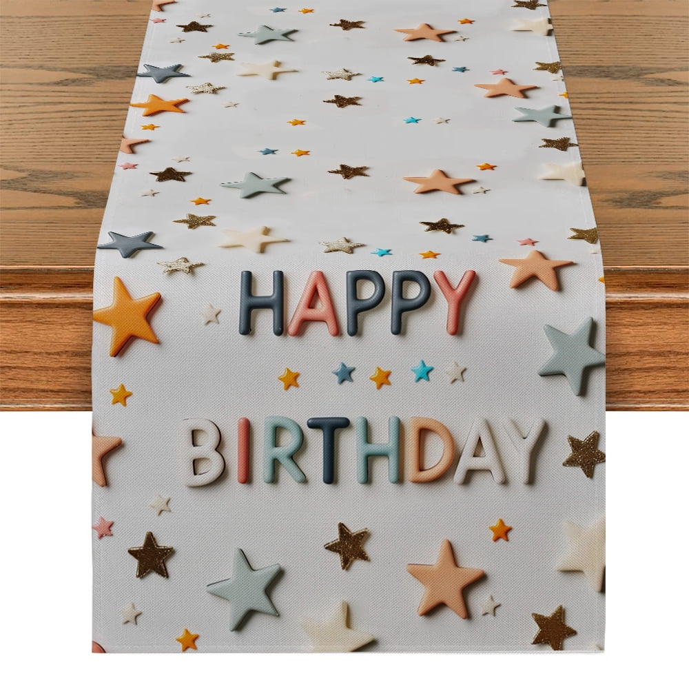 Watercolor Birthday Party Stars Table Runners Dresser Table r Reusable ...
