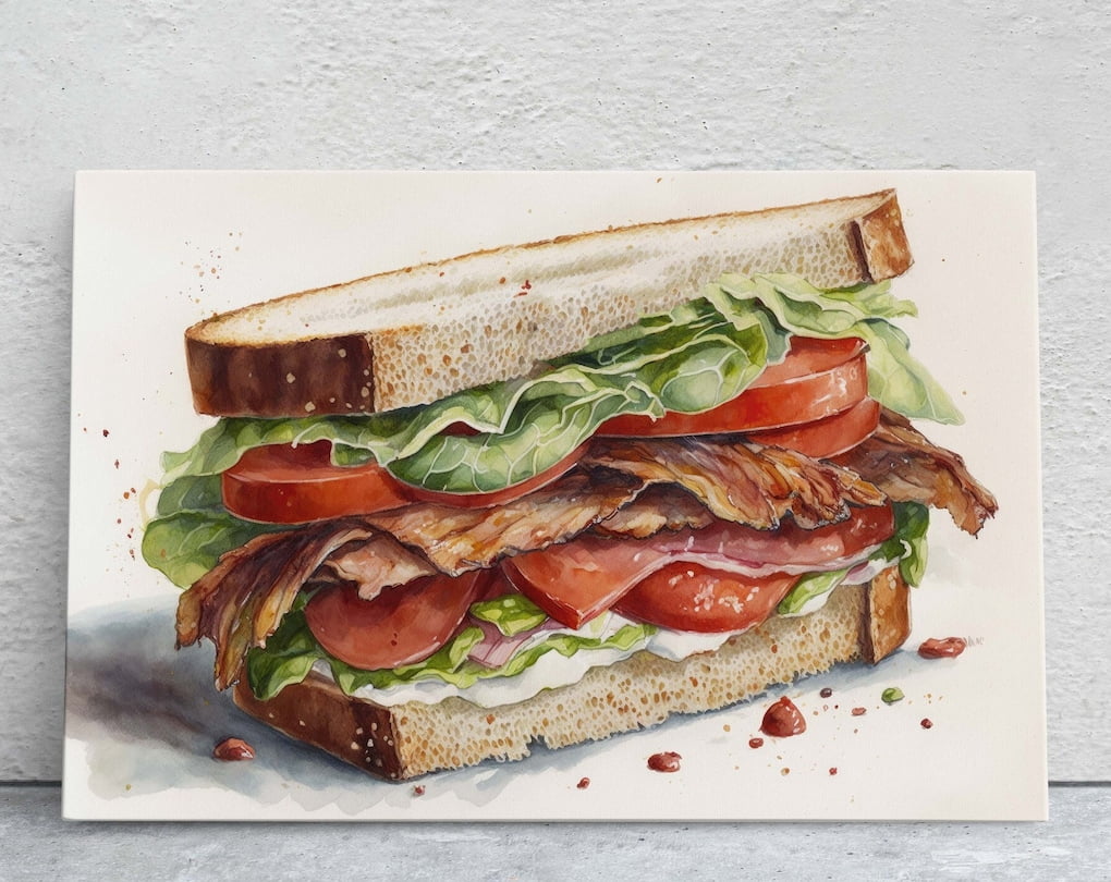 Watercolor Blt, Bacon Lettuce Tomato, Kitchen Decor, Dining Room Art ...