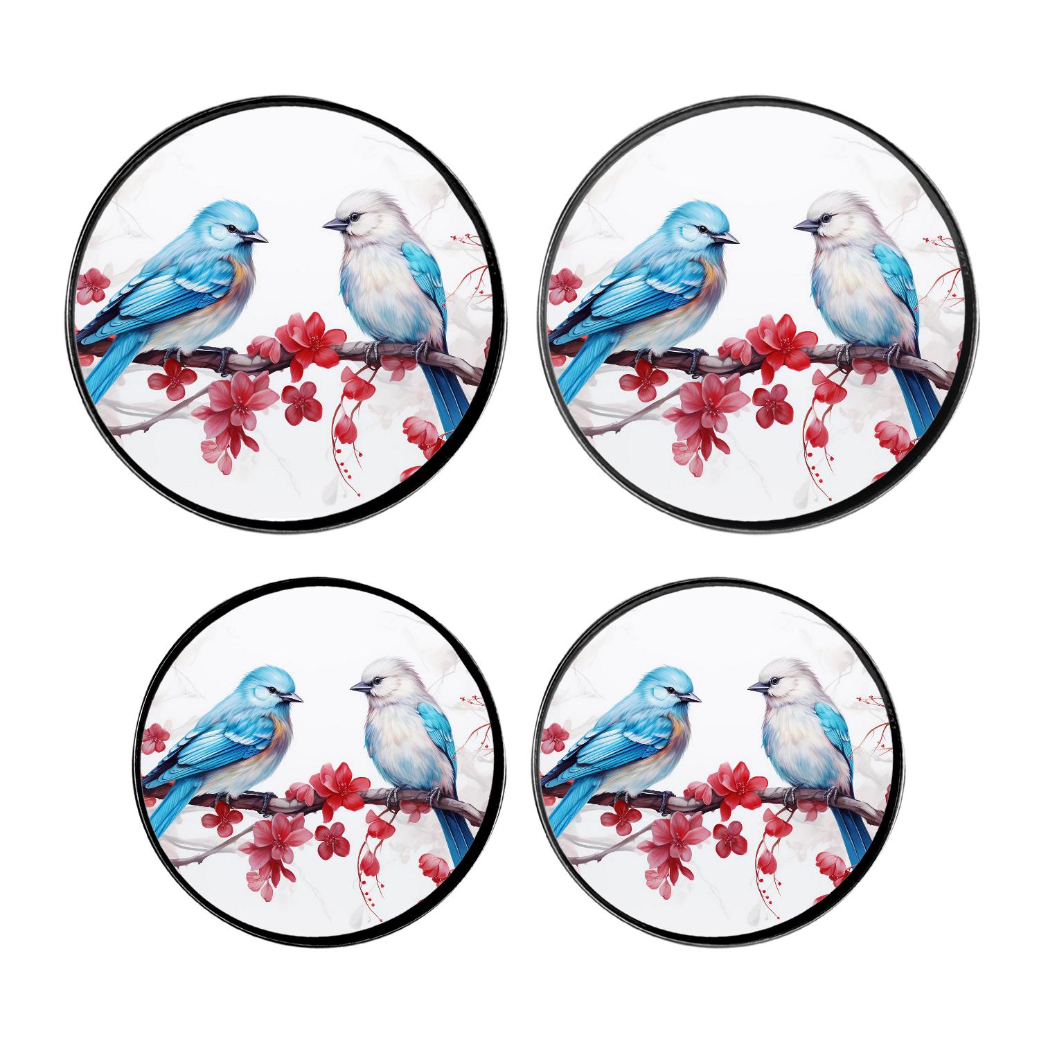 Watercolor Blue Bird with Red Berries Adorable Stove Burner Covers Set ...