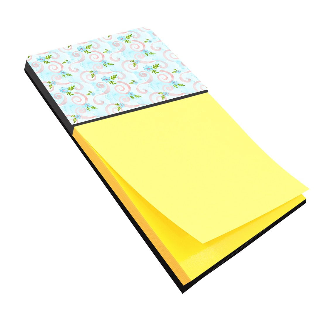 Watercolor Blue Flowers and Swirls Sticky Note Holder - Walmart.com