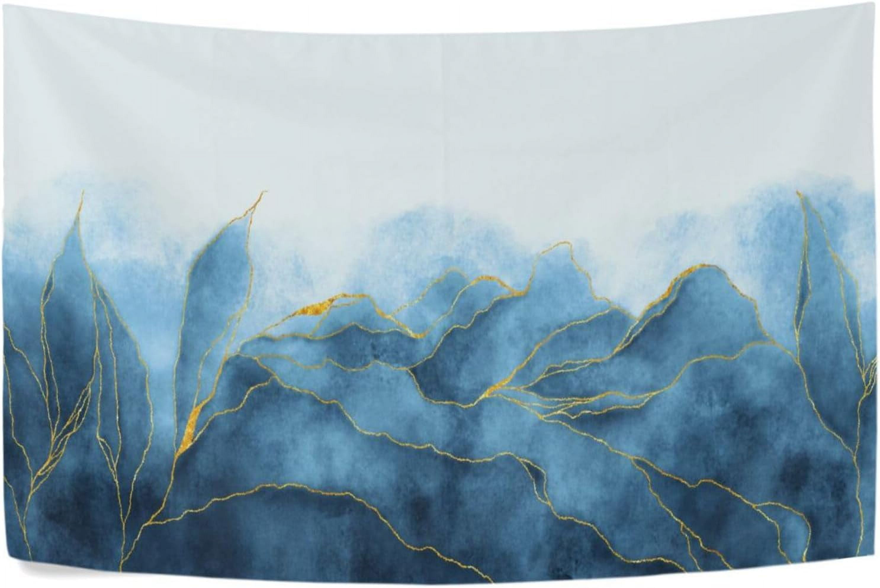 Watercolor Blue Marble Texture Tapestry Wall Hanging Tapestries Happy ...