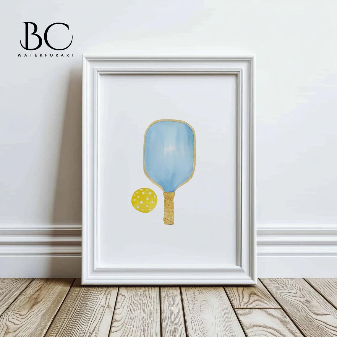Watercolor Blue Pickleball Paddle Art Print, Pickleball Paddle Wall ...