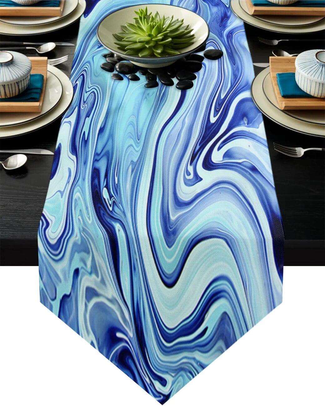 Watercolor Blue Red Yellow Contrast Table Runner Hotel Party Table ...