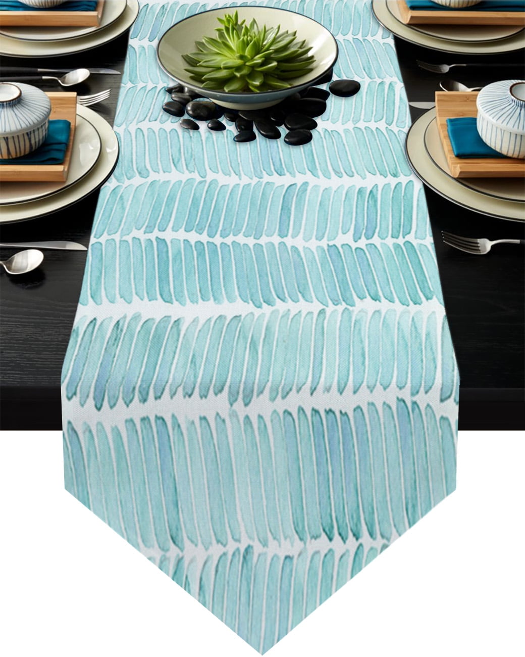 Watercolor Blue Red Yellow Contrast Table Runner Hotel Party Table ...