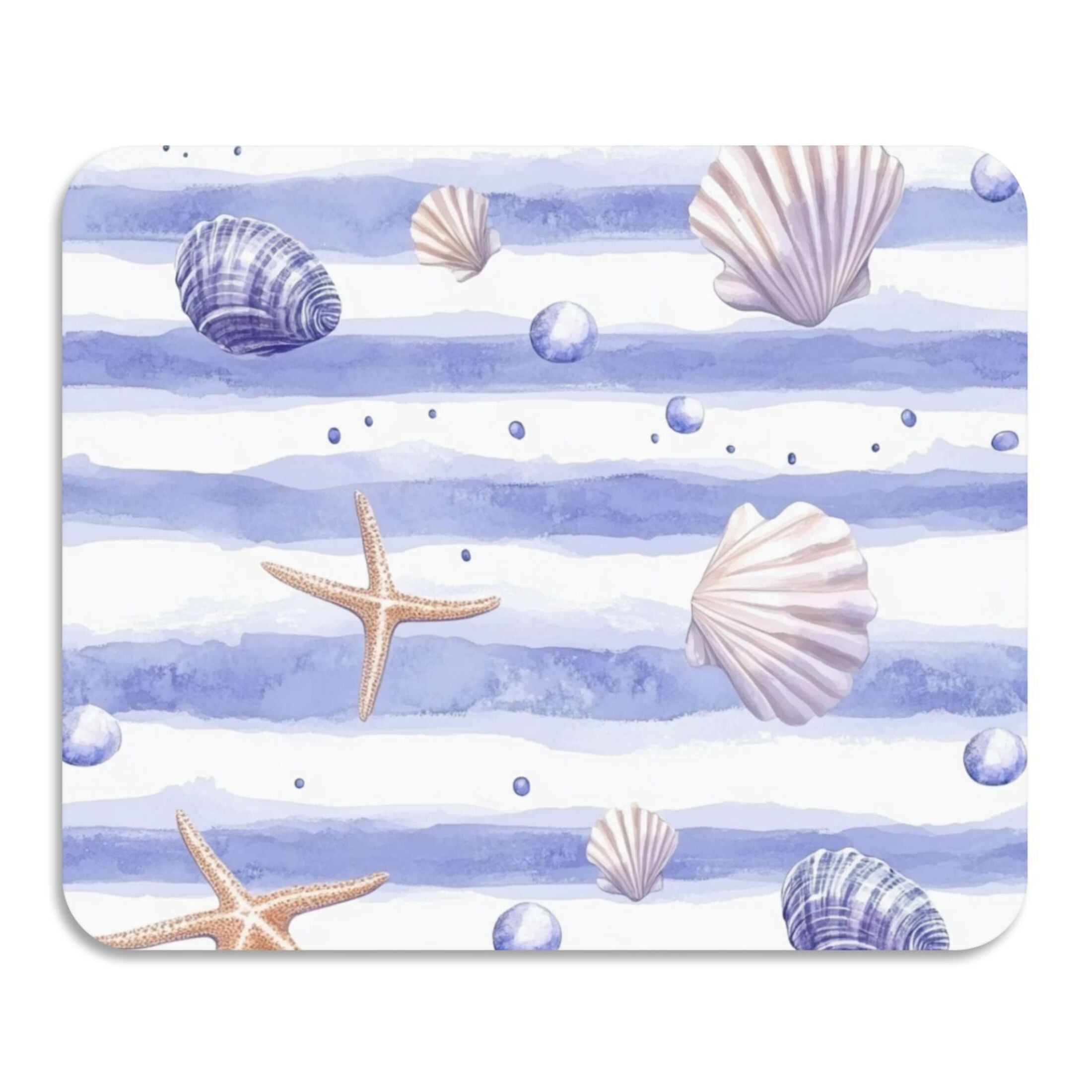 Watercolor Blue Stripes Starfishes Shells Diatomite Dish Drying Mat ...