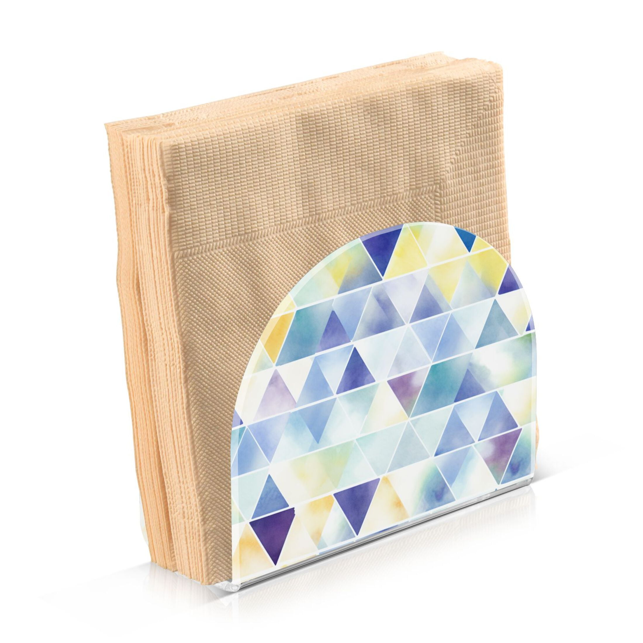 Watercolor Blue Triangles Napkin Holder for Table Acrylic Clear Tissue ...