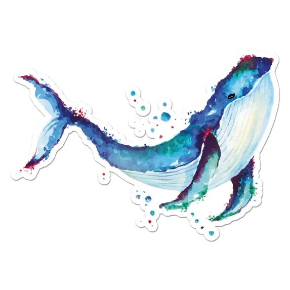 Watercolor Blue Whale Sticker Phone Decal Water Bottle Stickers Car ...