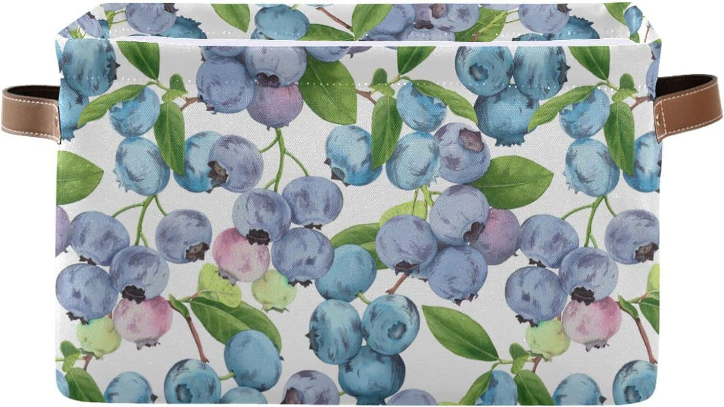 Watercolor Blueberries Storage Baskets Rectangle Foldable Canvas Fabric ...