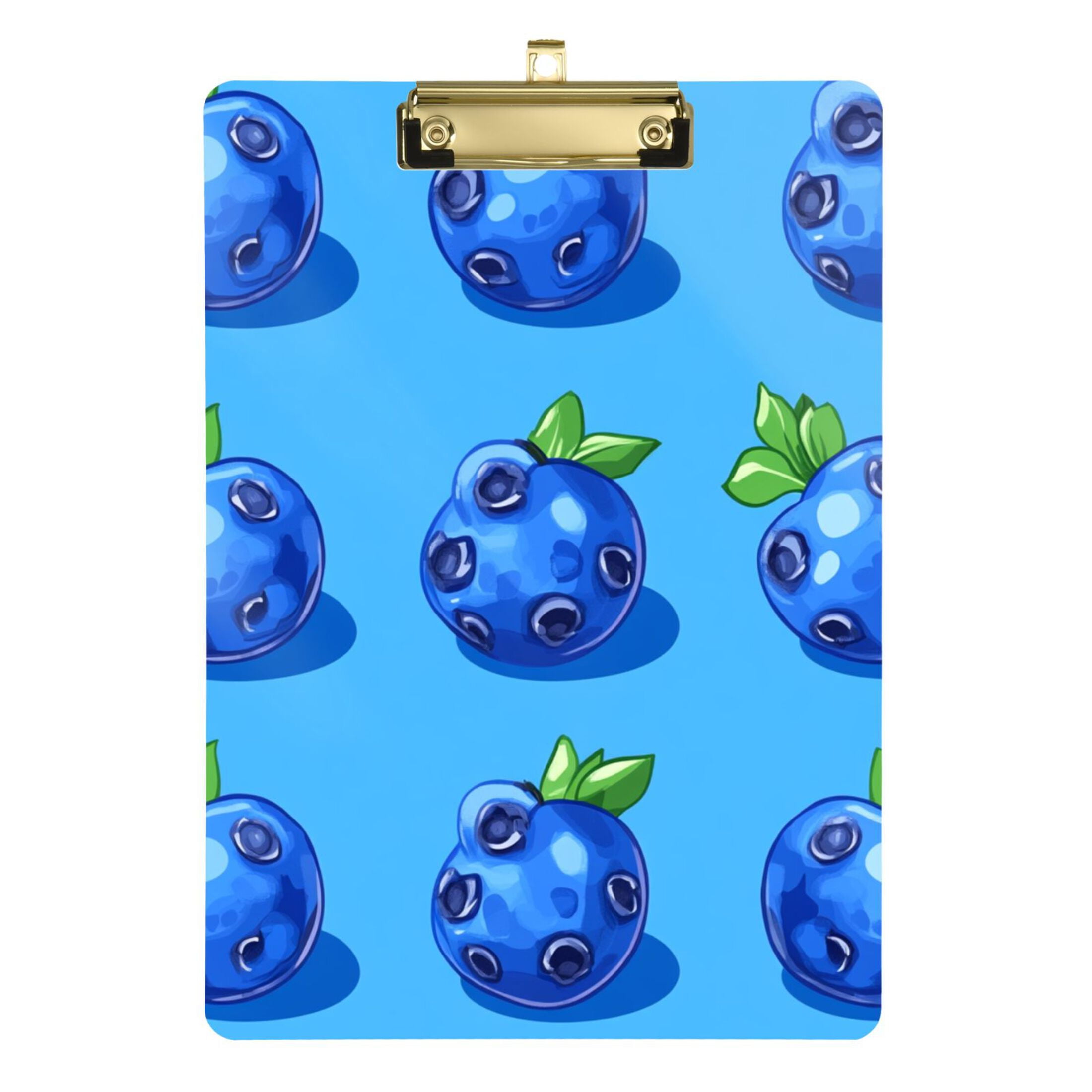 Watercolor Blueberry Blue Background Acrylic Clipboard with Gold Clip ...
