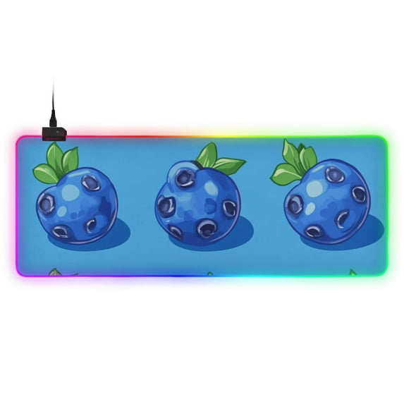 Watercolor Blueberry Blue Background RGB Gaming Mouse Pad Large ...