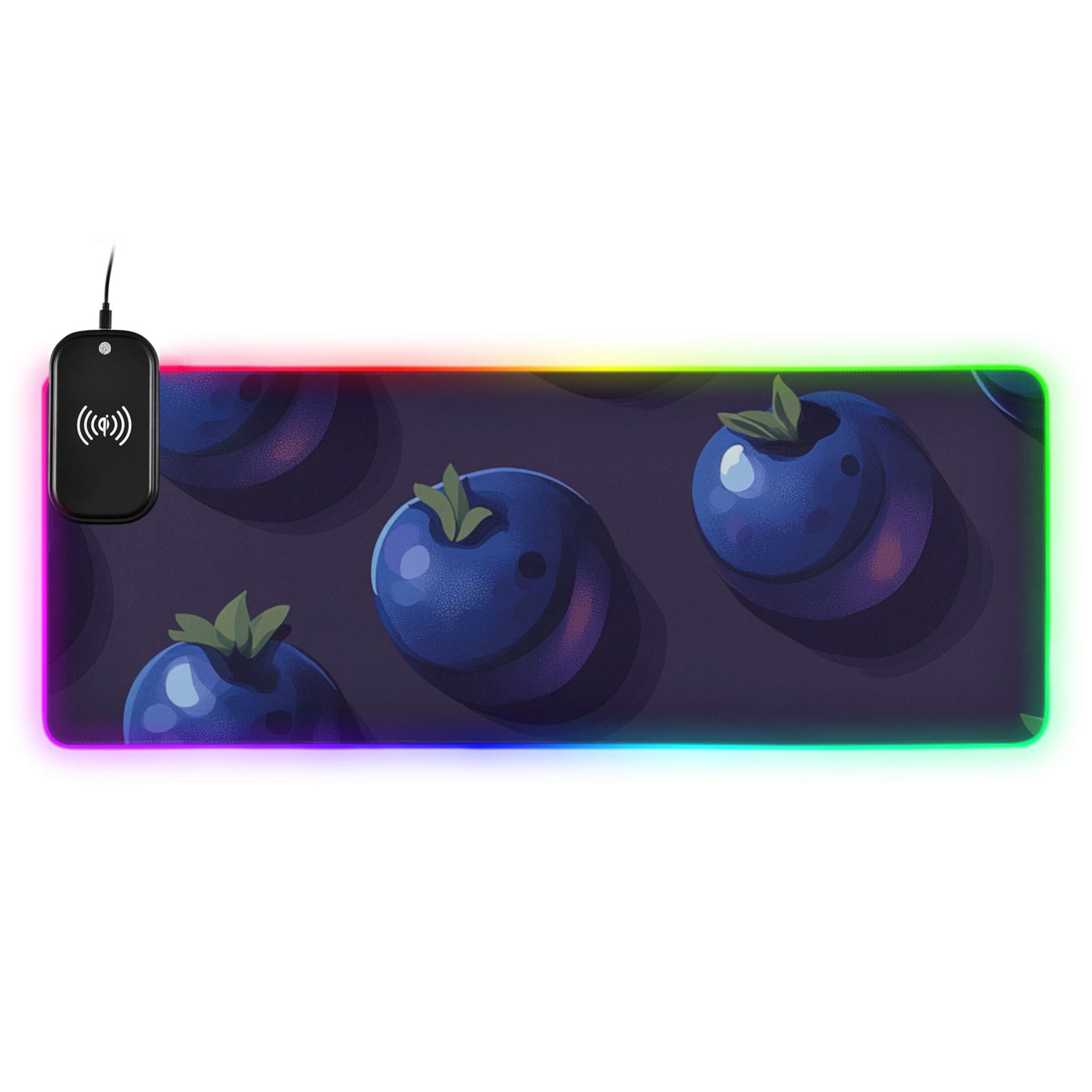 Watercolor Blueberry Dark Wireless Charging RGB Gaming Mouse Pad Large ...