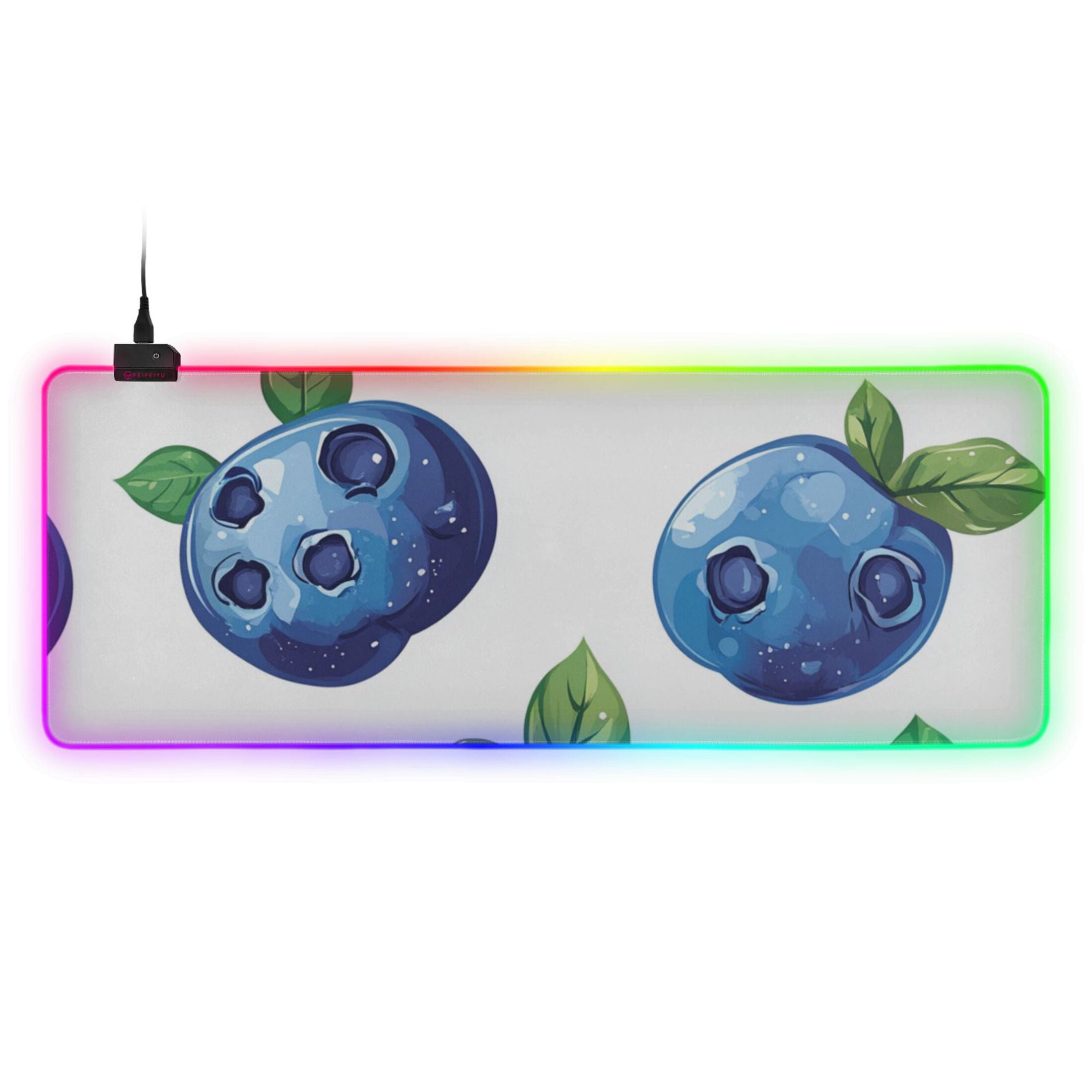Watercolor Blueberry Painting RGB Gaming Mouse Pad Large Keyboard Mat ...