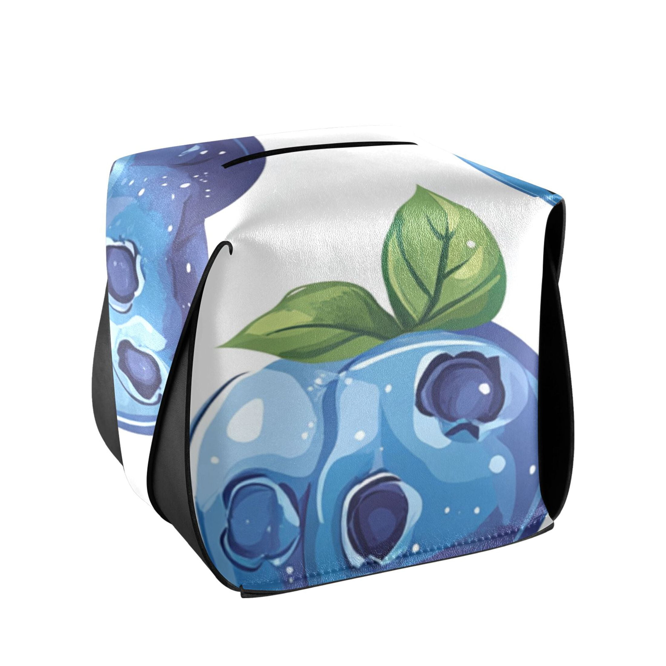 Watercolor Blueberry Painting Tissue Box Cover Leather Square Rectangle ...