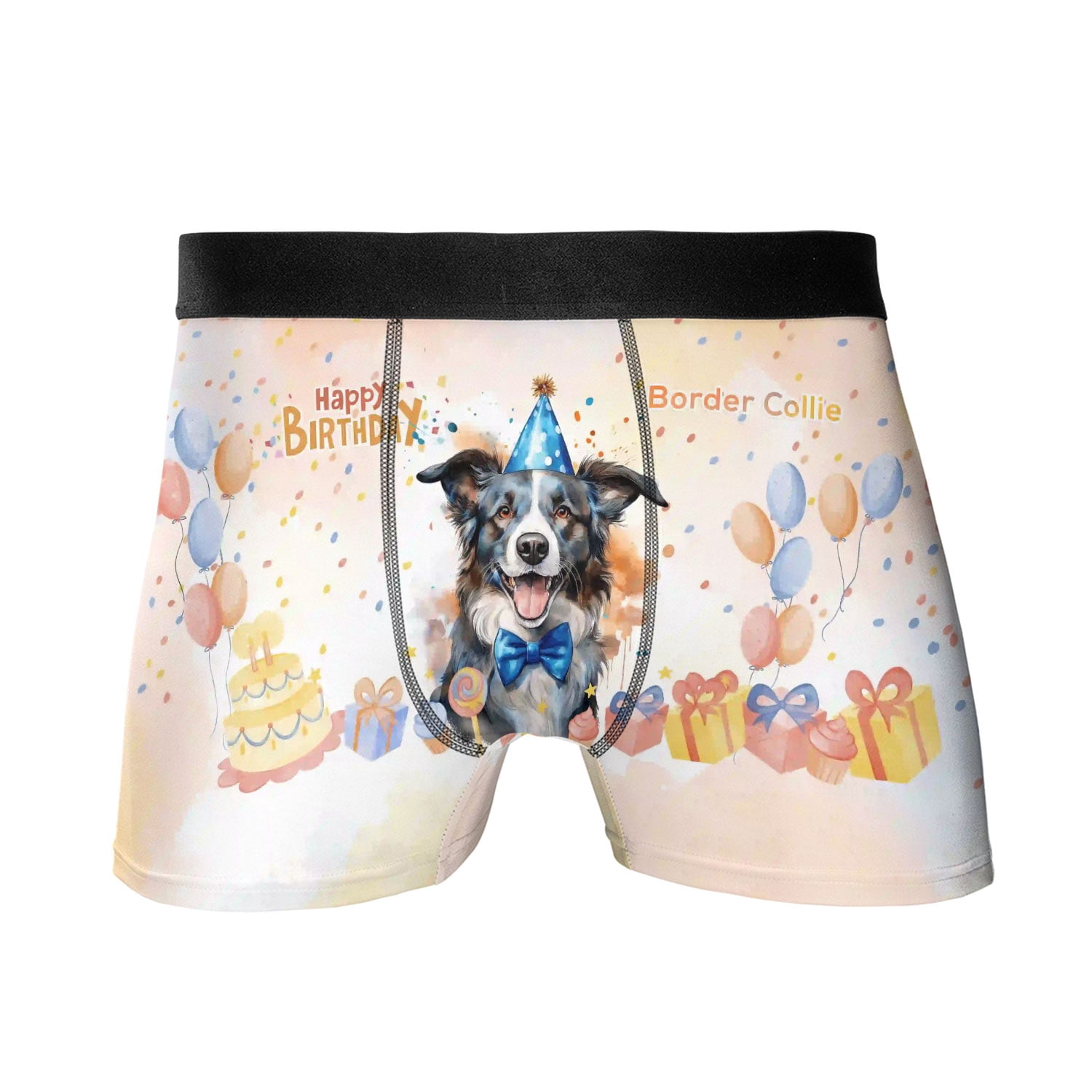 Watercolor Border Collie Happy Birthday Celebration Balloons Gift Party ...