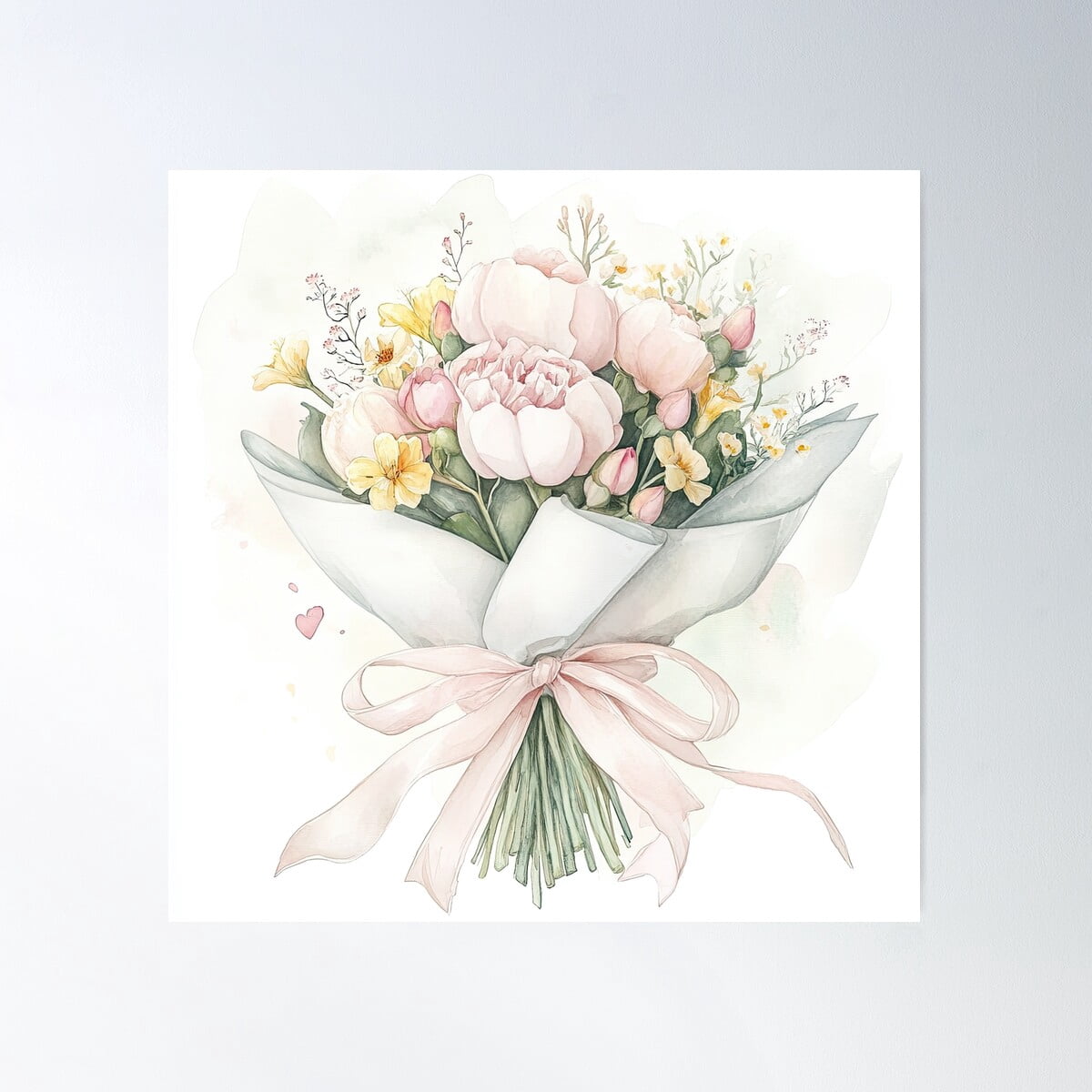 Watercolor Bouquet In Box Poster Wall Art, Modern Wall Decor For Living ...