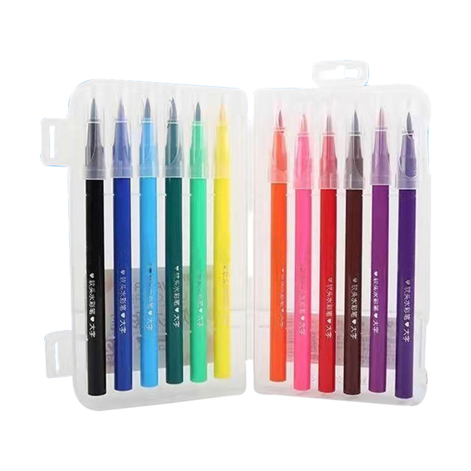 Watercolor Brush Pens, 12 Colors Set Water Brush Pens. Unique Vivid ...