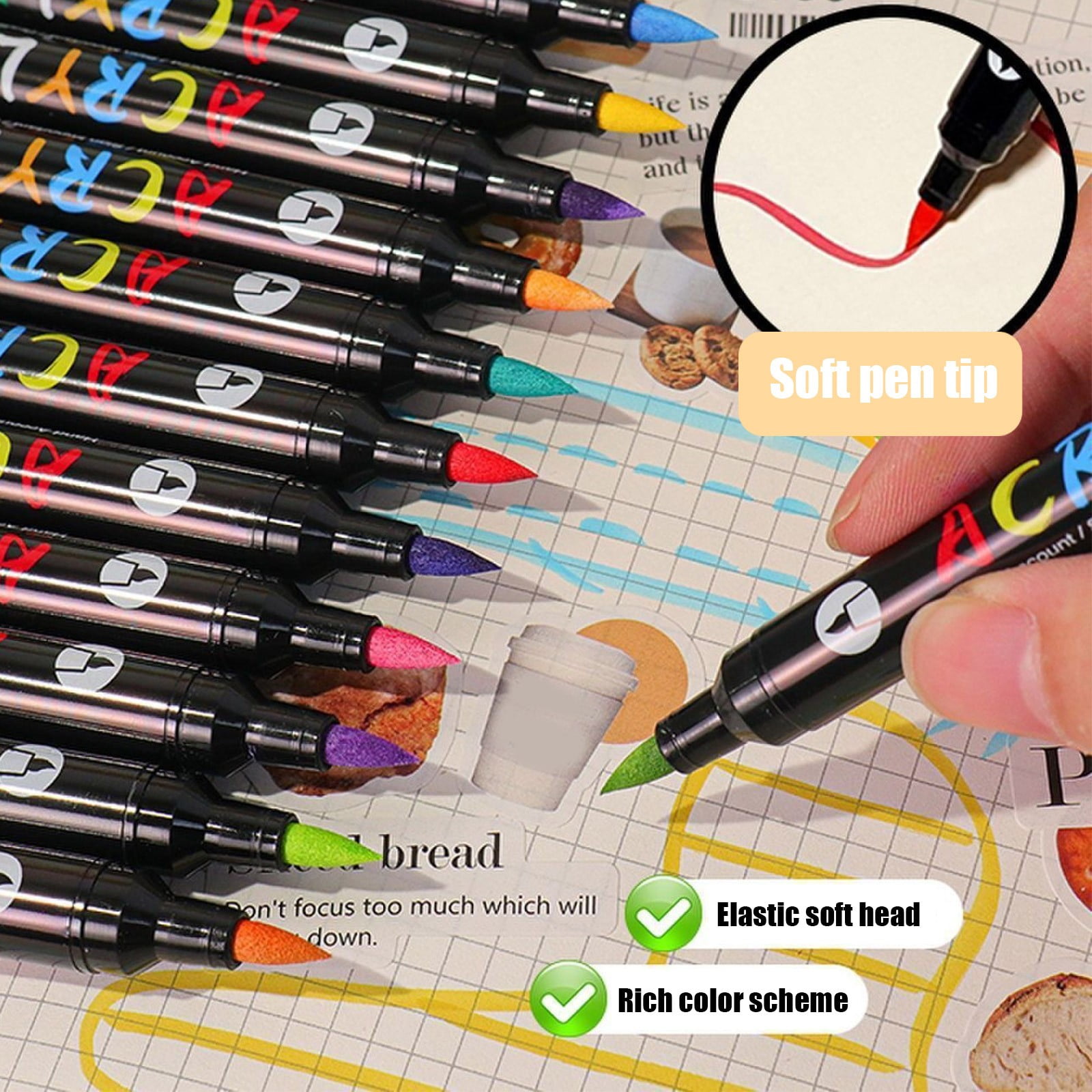 Watercolor Brush Pens Set | Flexible Nylon Tips | 1.5ml Capacity | 24 ...