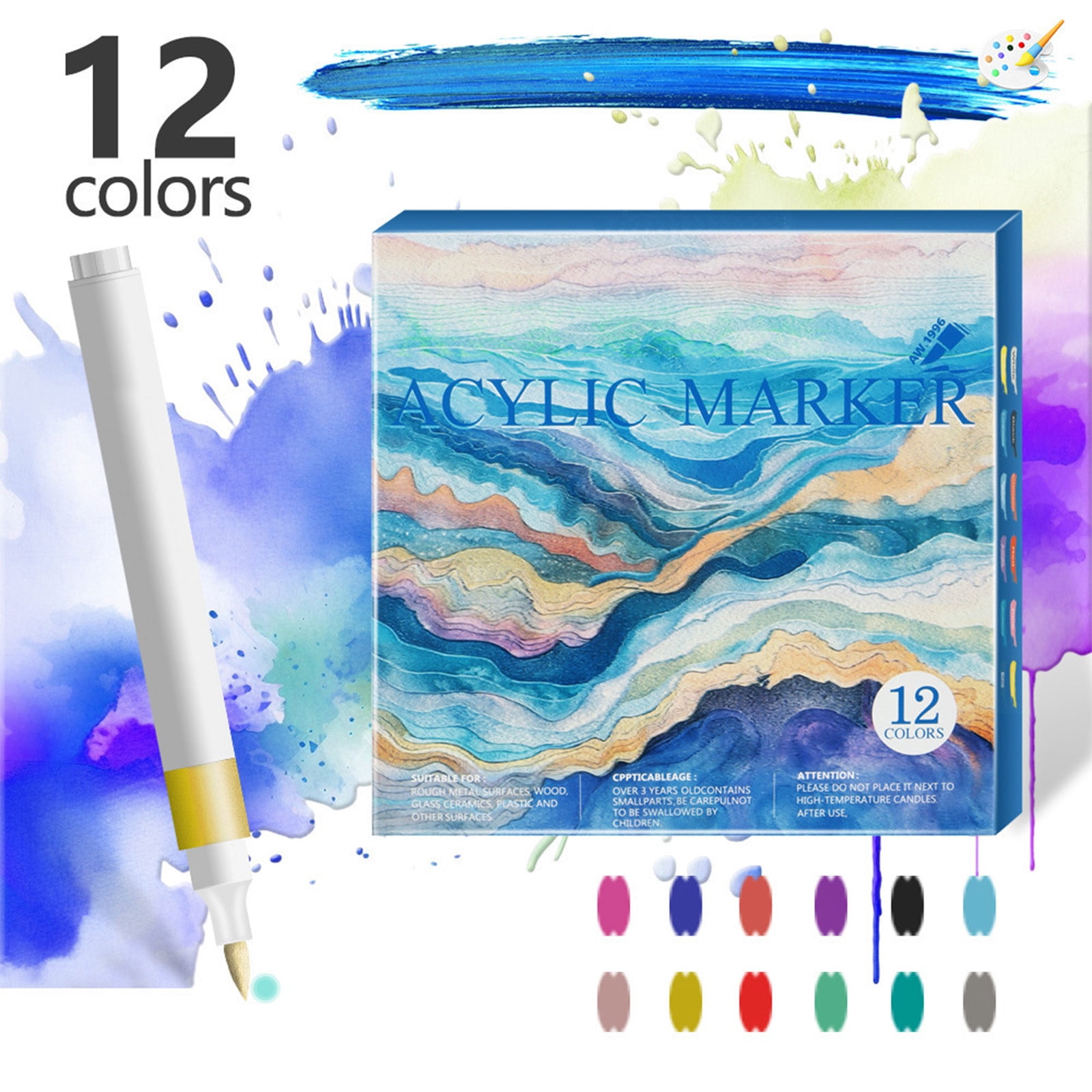 Watercolor Brush Pens, Watercolor Markers, 12 24 Color Water-Based Art ...