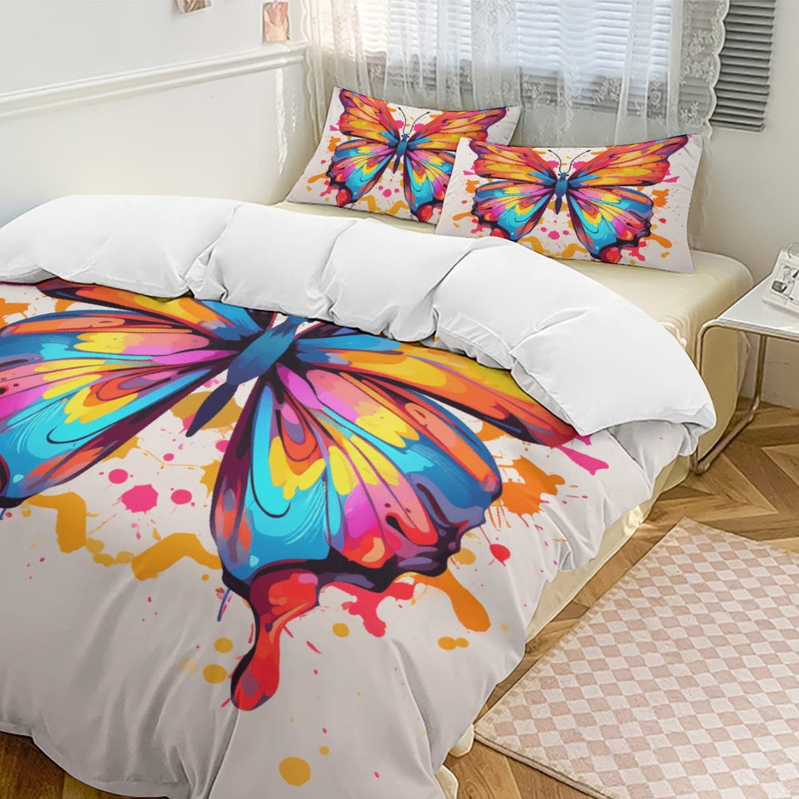 Watercolor Butterfly Bedding Set Duvet Cover for Kids Teen Boys Modern ...
