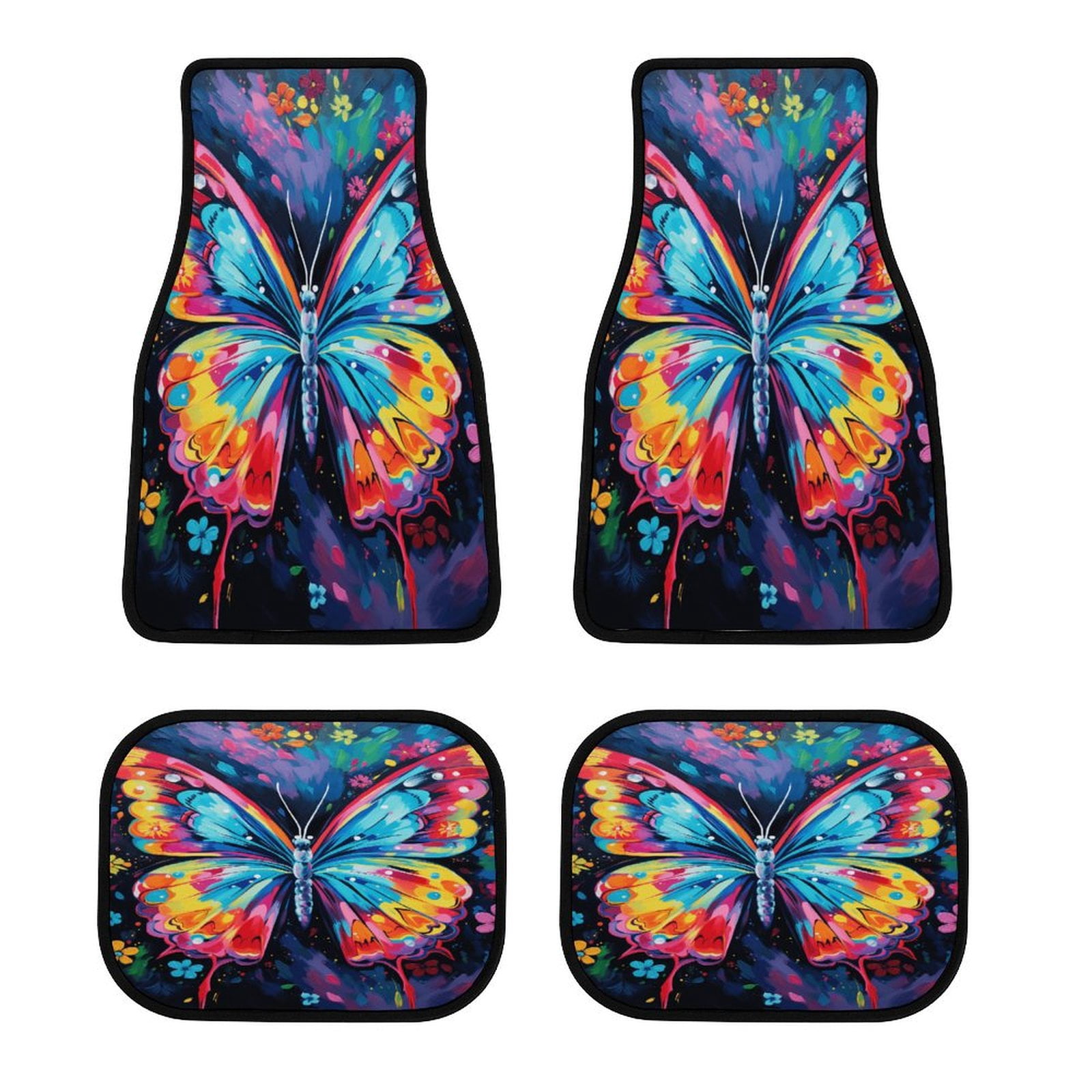 Watercolor Butterfly Car Floor Mats 4 Pieces Car Floor Mats Full Set ...