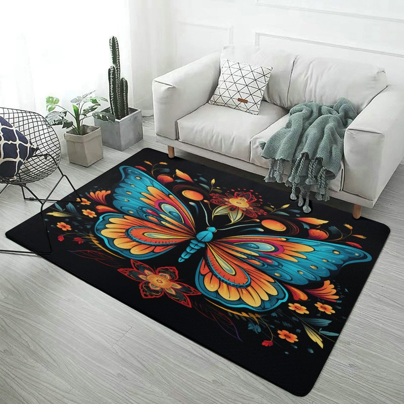Watercolor Butterfly Carpet for Living Room Luxury Home Rations Sofa ...